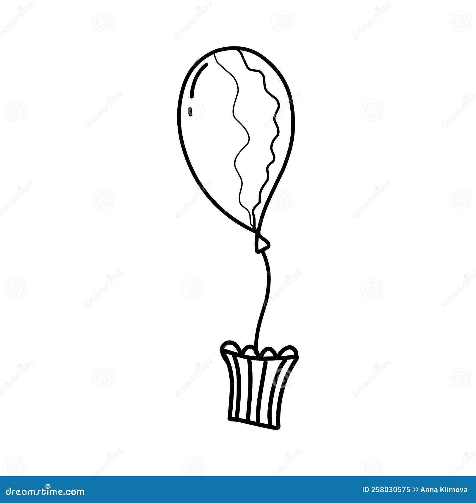 Hand Drawn Balloon with Basket in Doodle Style Stock Vector ...