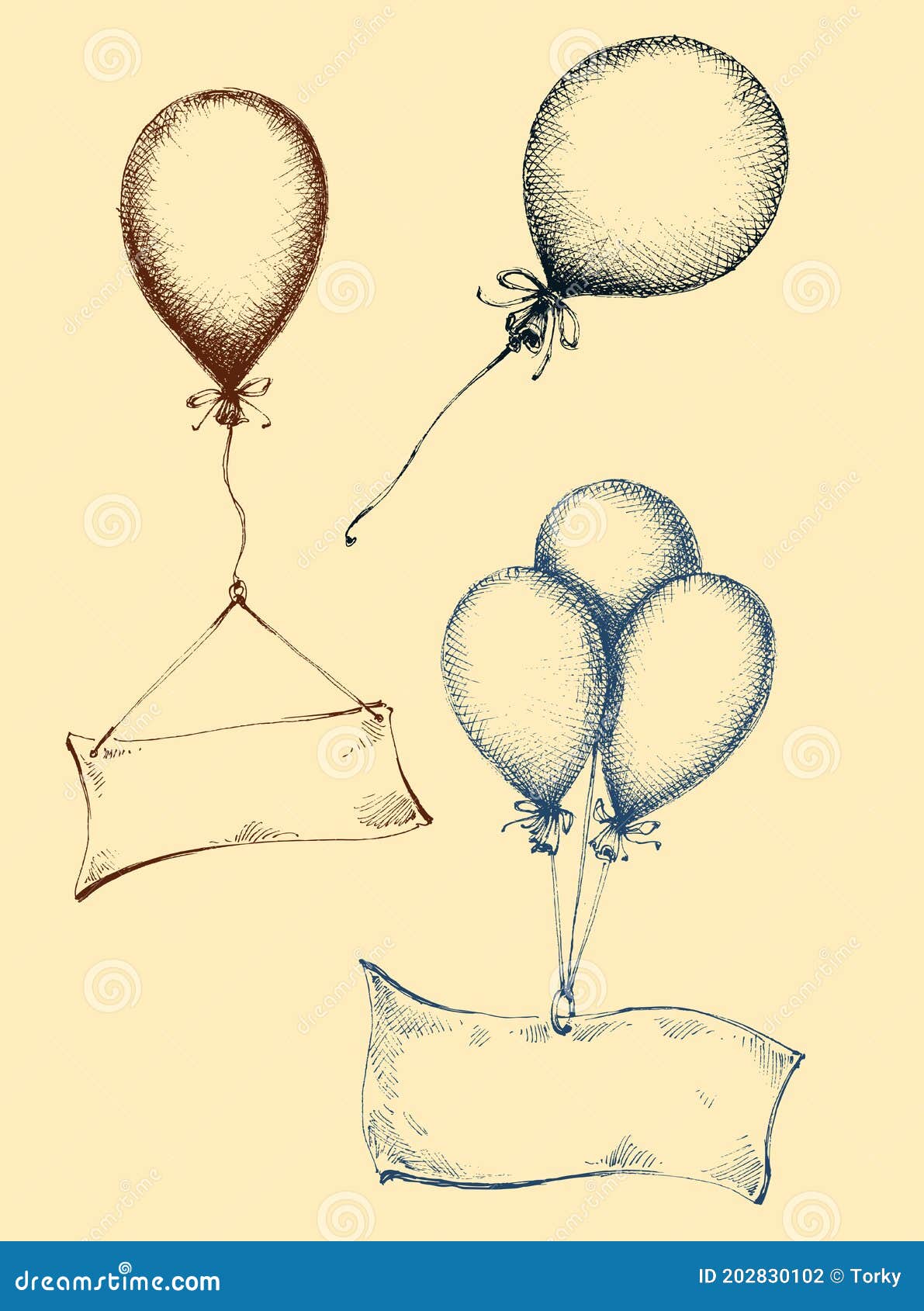 Hand Drawn Balloons Collection Stock Vector - Illustration of party ...
