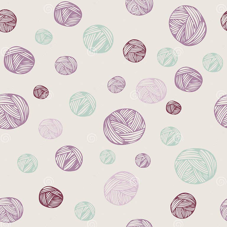 Hand Drawn Balls of Yarn Seamless Pattern Stock Vector - Illustration ...