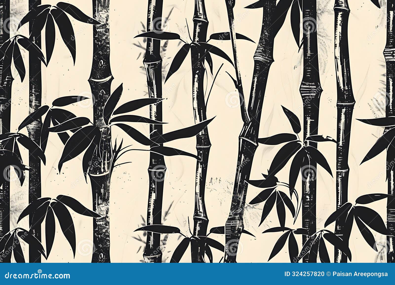 Hand Drawn Bamboo Pattern, Monochrome, Flat Design Stock Illustration ...