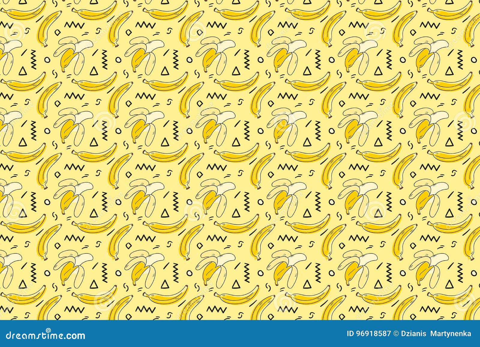 Hand Drawn Banana pattern stock vector. Illustration of natural - 96918587