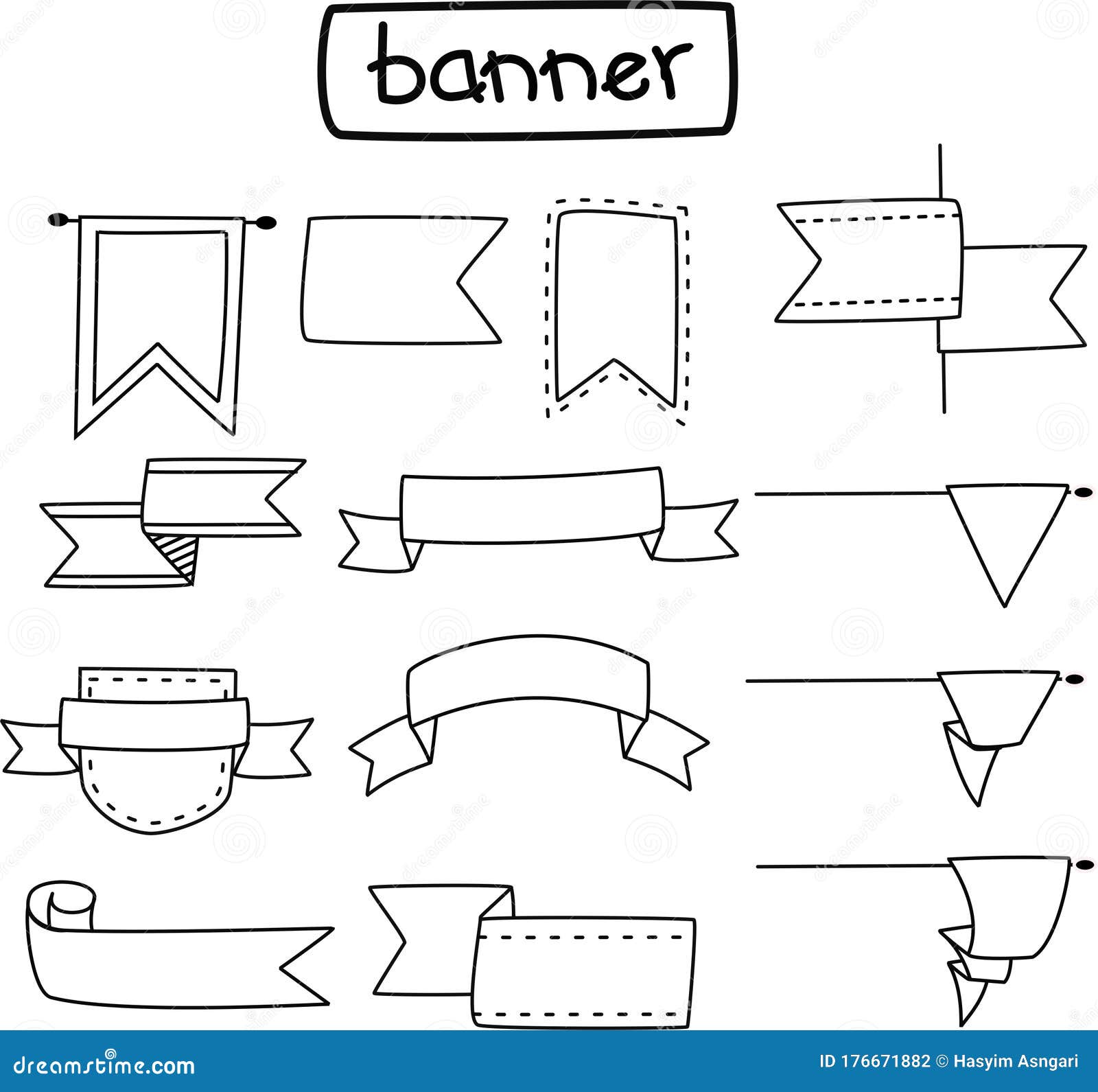 Hand Drawn Banner Set Vector Illustration Stock Vector - Illustration ...