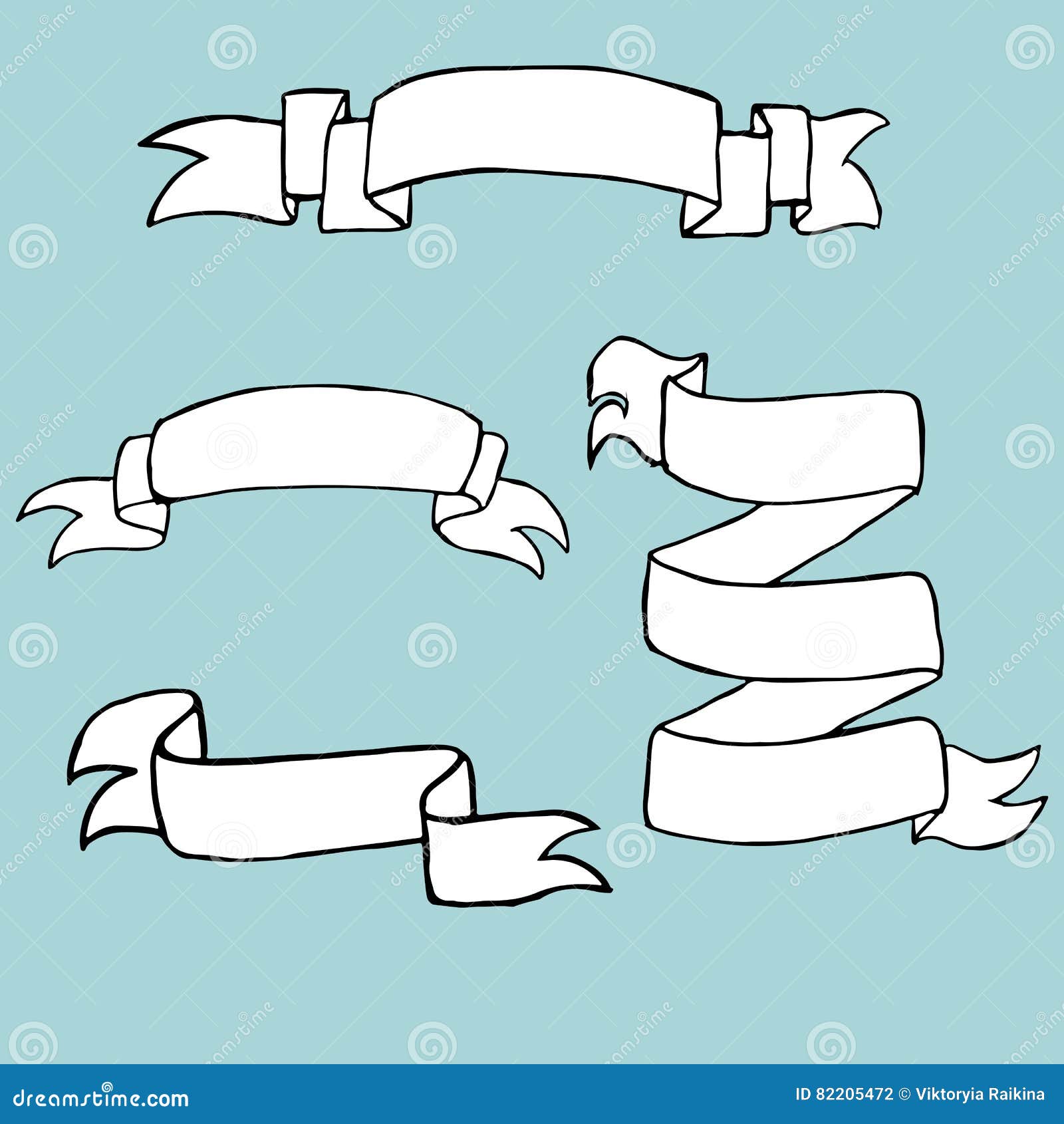 Hand-drawn Banners Set. Vector Illustration Isolated on White Stock ...