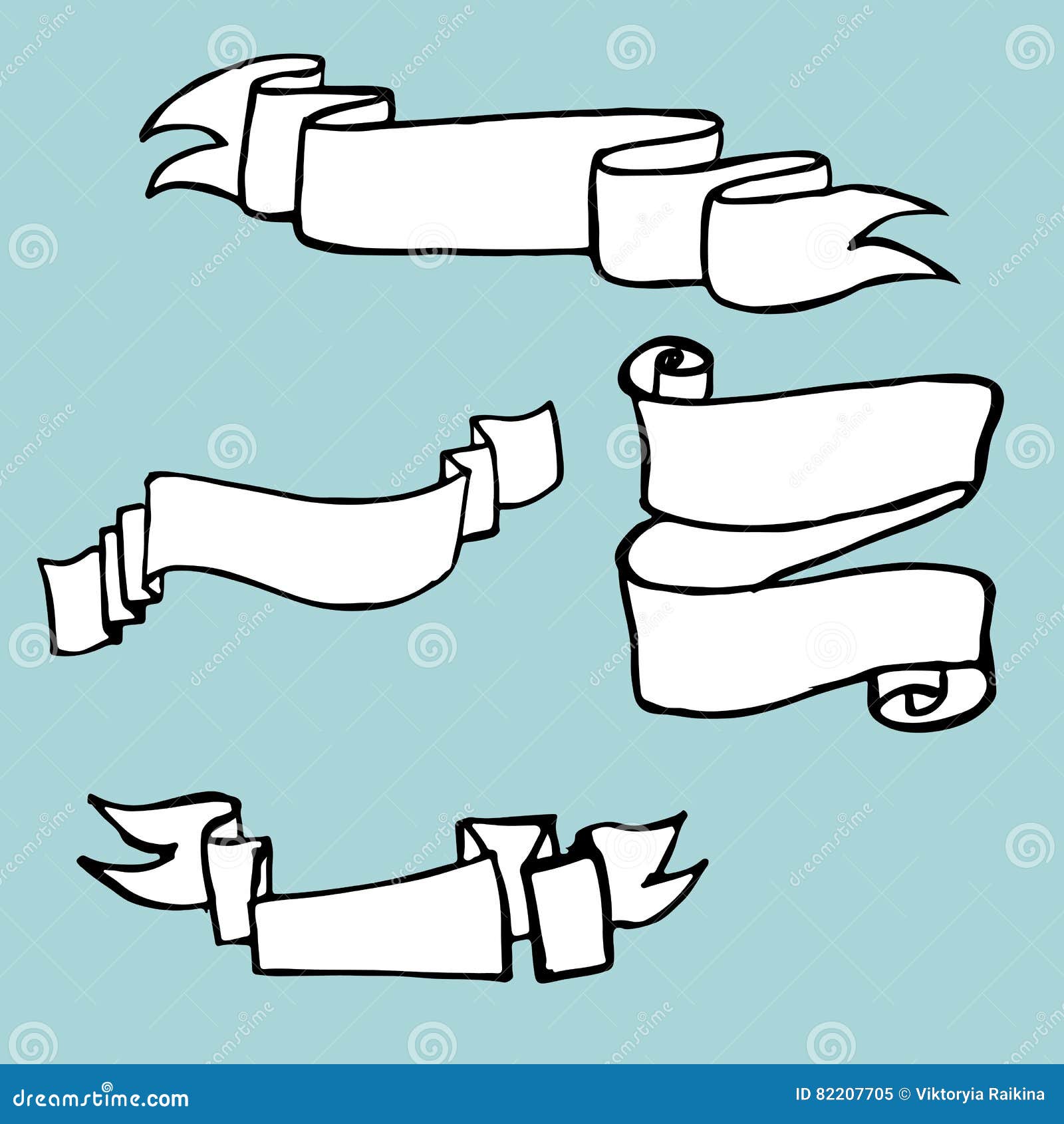 Hand-drawn Banners Set. Vector Illustration Isolated on White Stock ...