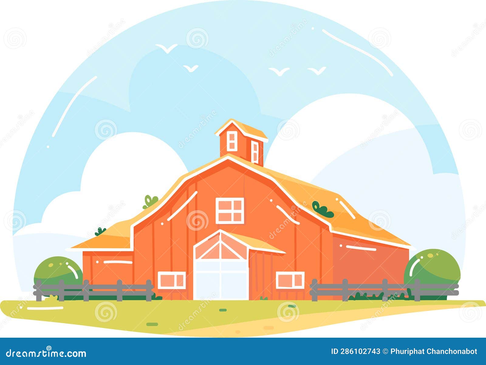 Hand Drawn Barns And Farms In Flat Style Cartoon Vector | CartoonDealer ...