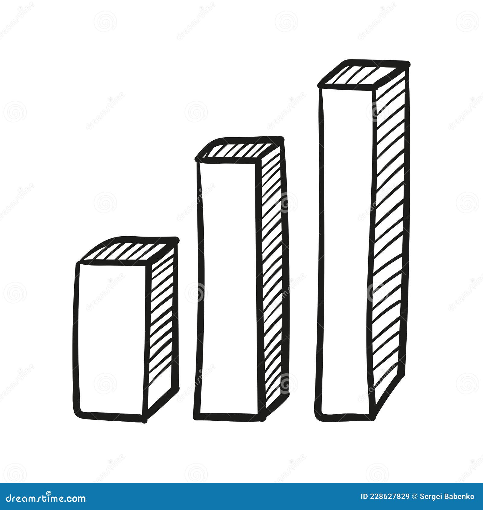 Hand Drawn Bars with Growth Charts Icon in Doodle Style Isolated Stock ...