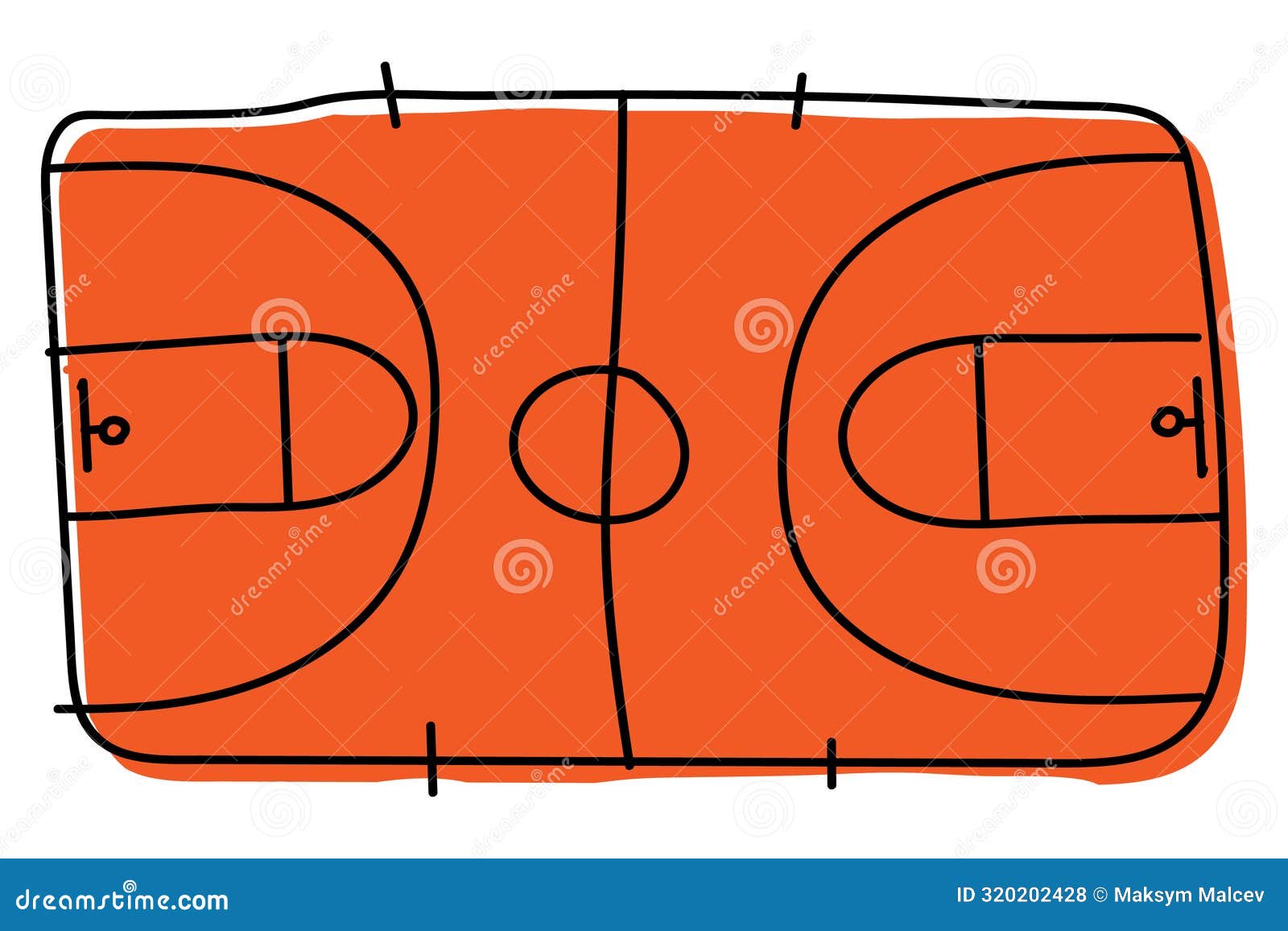 Hand Drawn Basketball Court Floor. Vector Stock Vector - Illustration ...