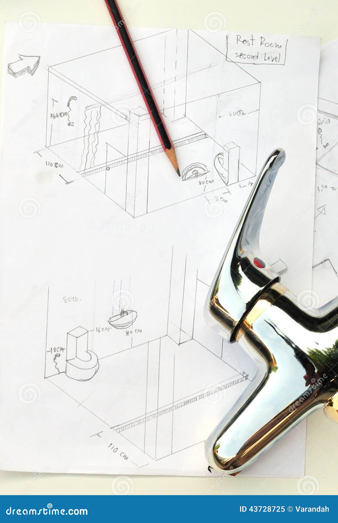 Hand Drawn of Bathroom Sketch and Faucet Stock Image - Image of ...