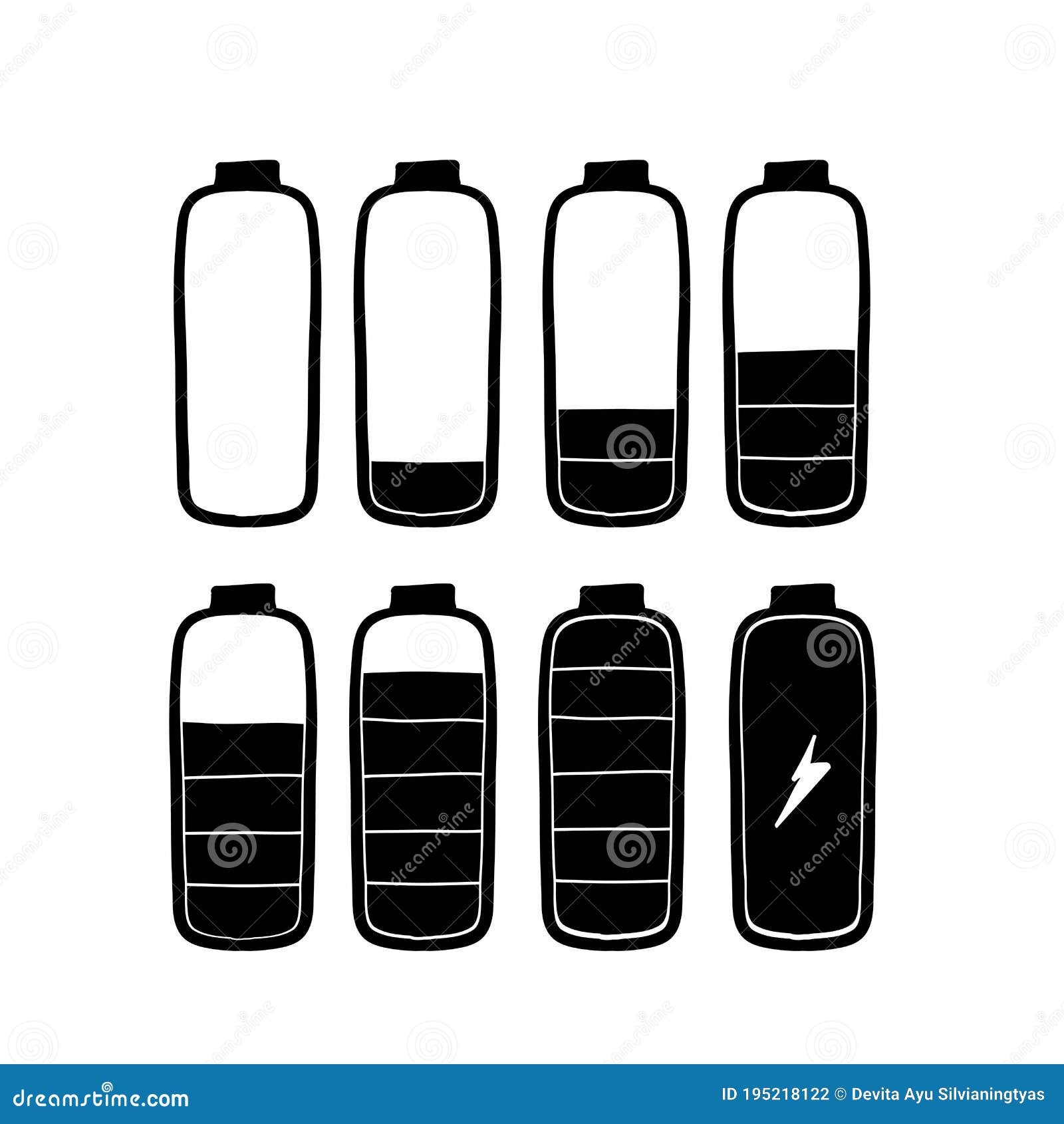 Hand Drawn Battery Charge Level Indicator Doodle Style Vector Isolated ...