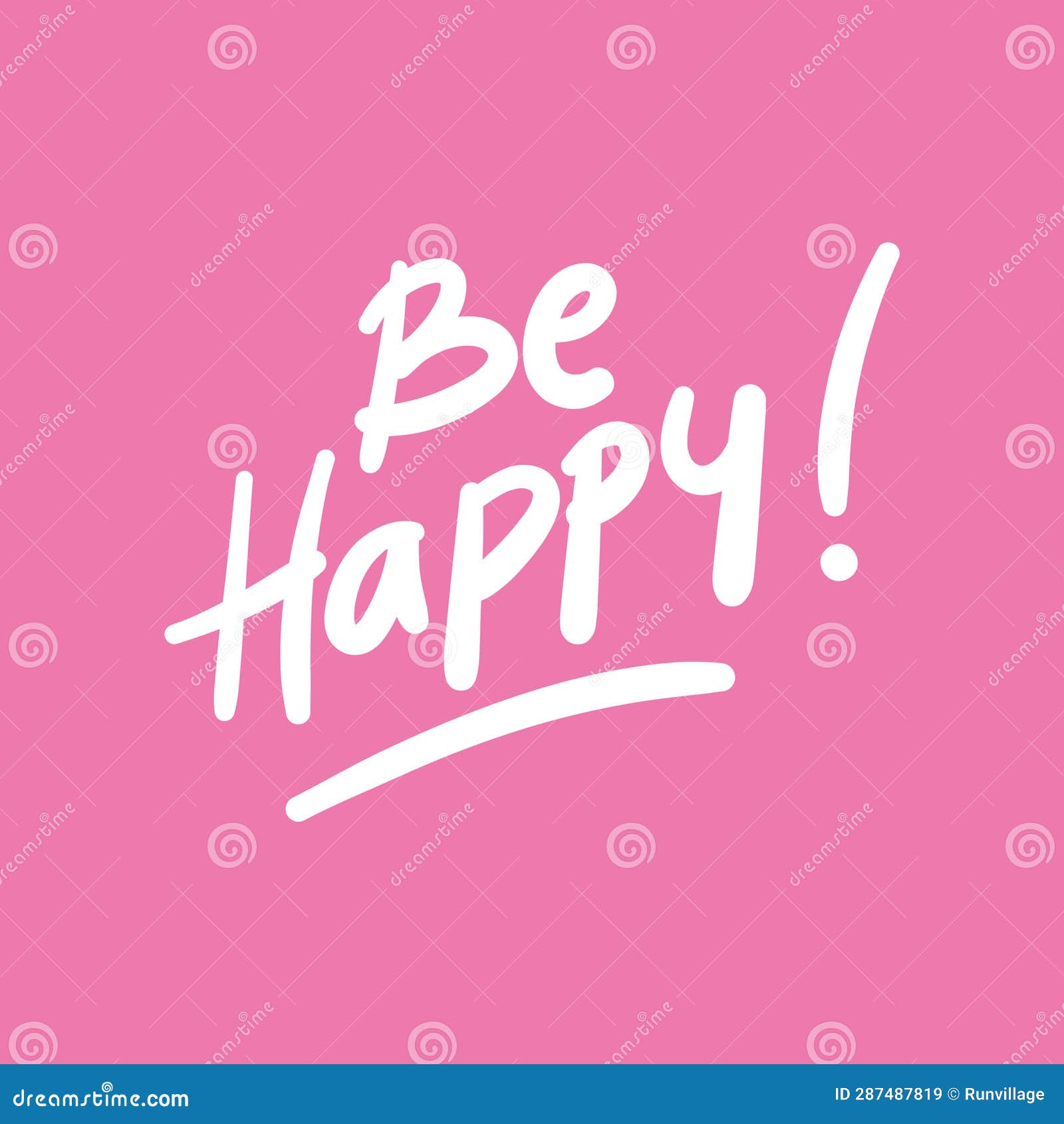 Hand Drawn of "be Happy" Text Stock Vector - Illustration of lettering ...