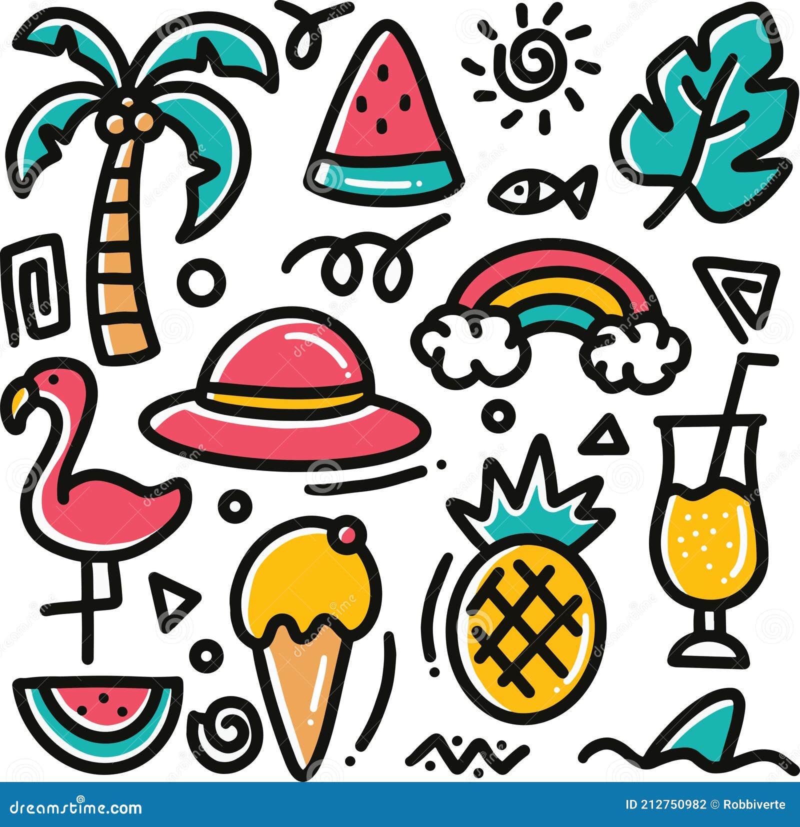 Hand drawn beach doodle stock vector. Illustration of idea - 212750982
