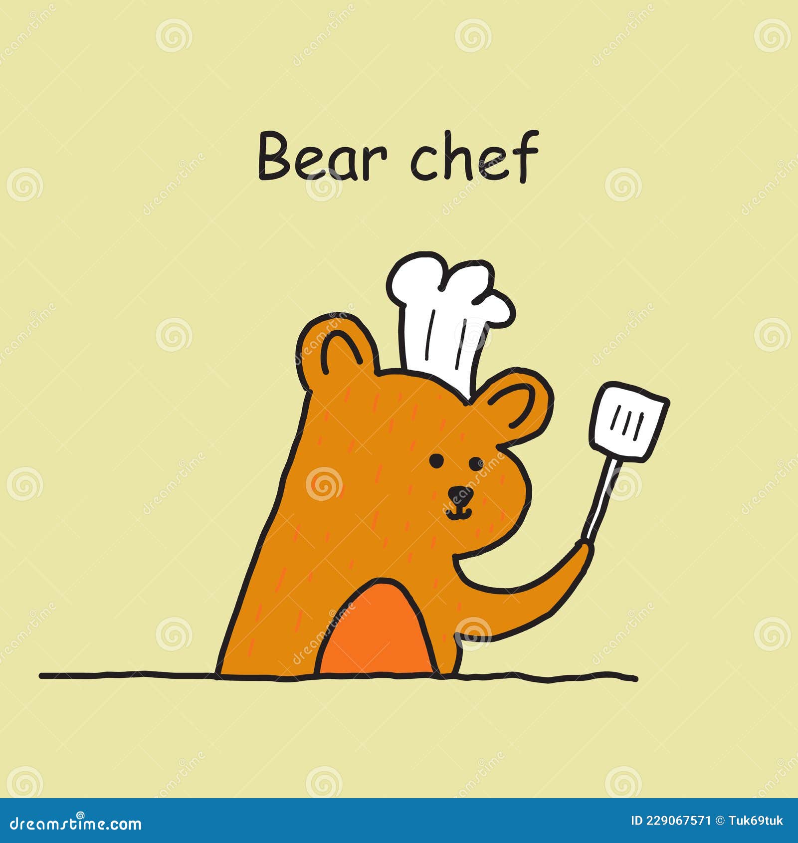 Hand Drawn Bear Cooking Cartoon Stock Vector - Illustration of label ...