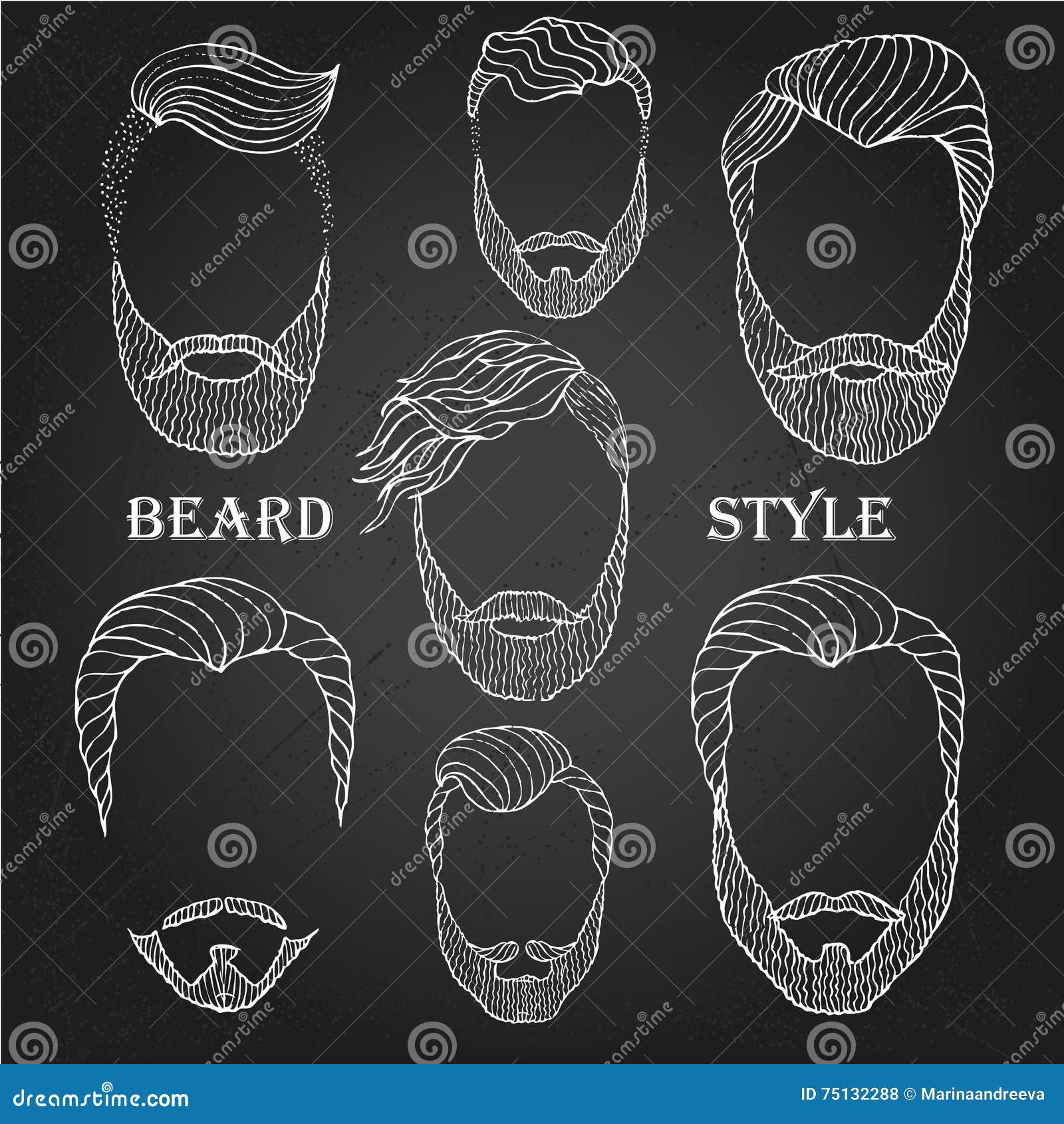 Hand Drawn Beard stock vector. Illustration of face, drawn - 75132288