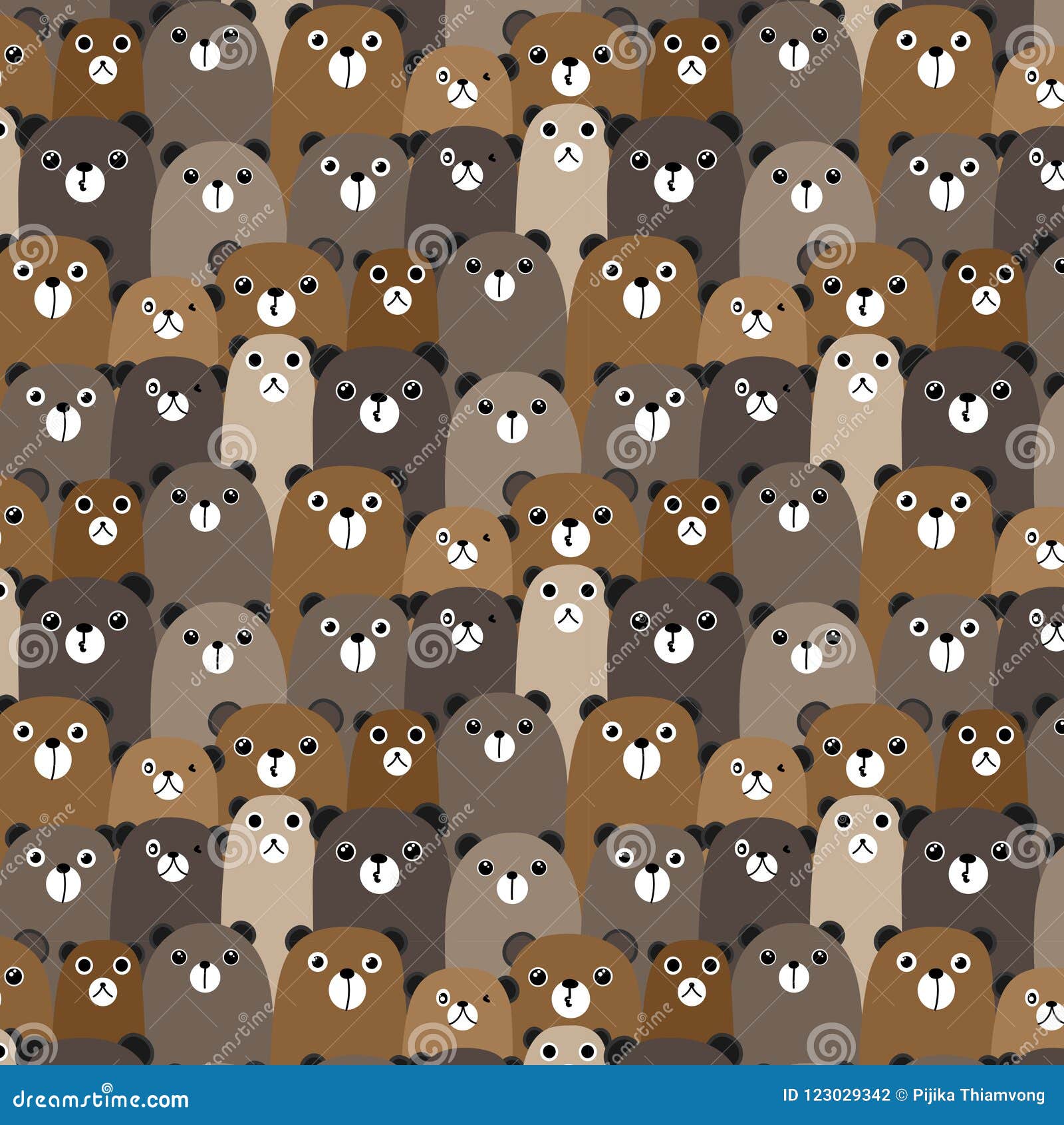 Hand Drawn Bears Vector Pattern Background. Fun Doodle Stock Vector - Illustration of fashion ...