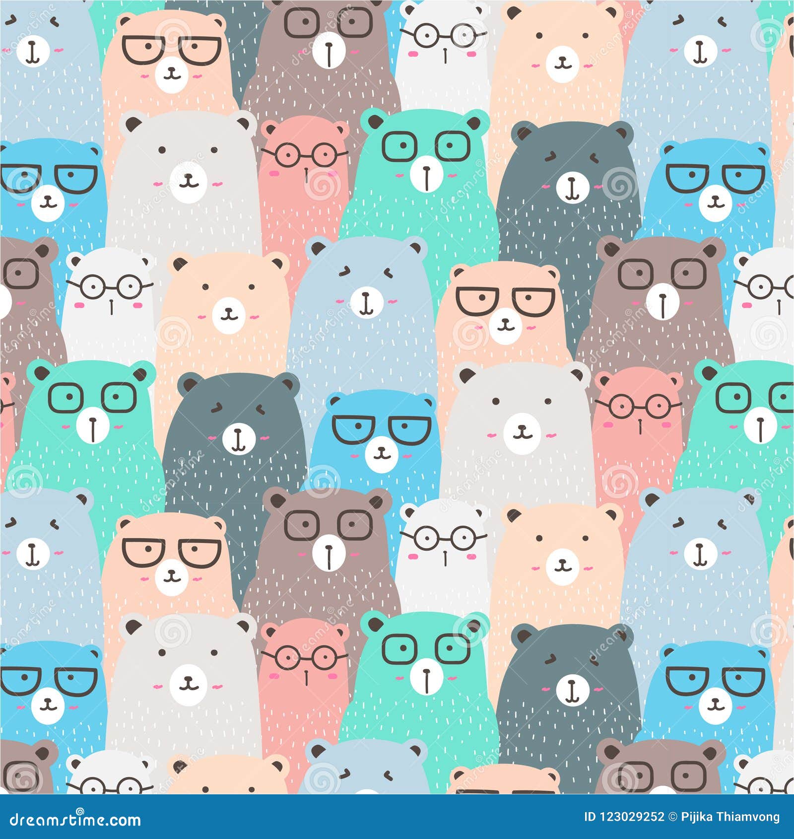 Hand Drawn Bears Vector Pattern Background. Fun Doodle Stock Vector - Illustration of doodle ...