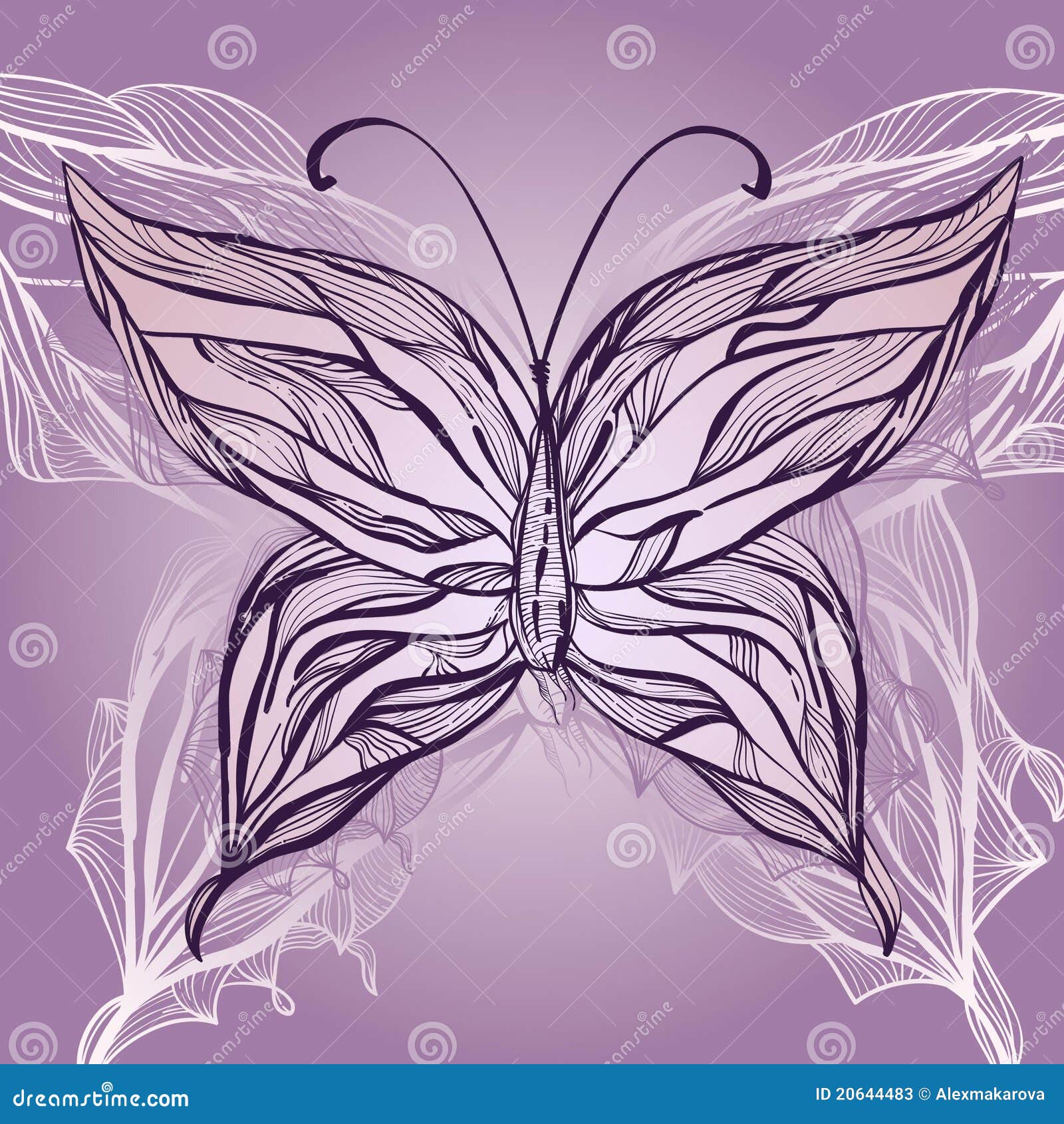 Hand Drawn Beautiful Butterfly Stock Vector - Illustration of black ...