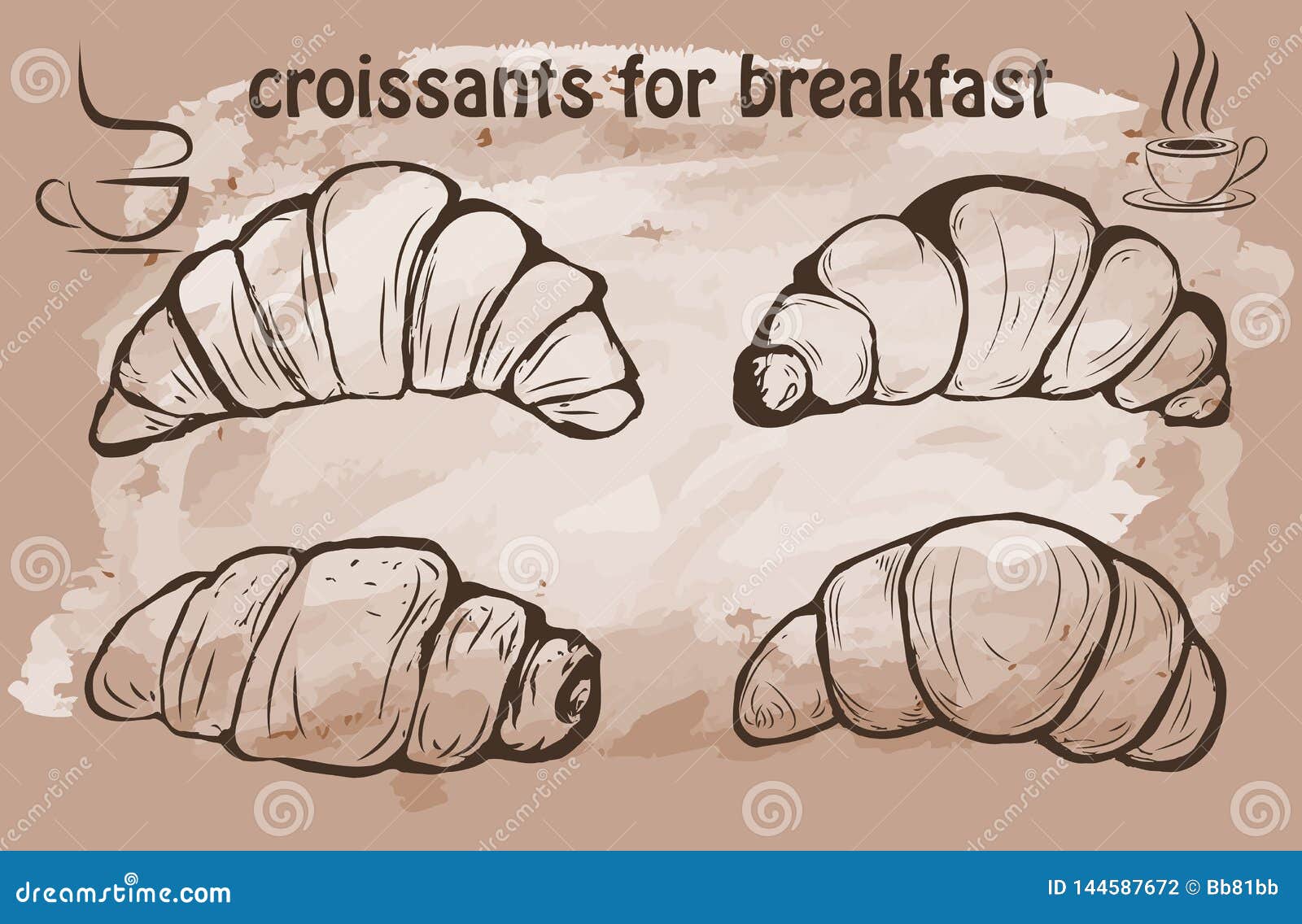 Hand Drawn Beautiful Croissant Vector Illustration Stock Illustration ...
