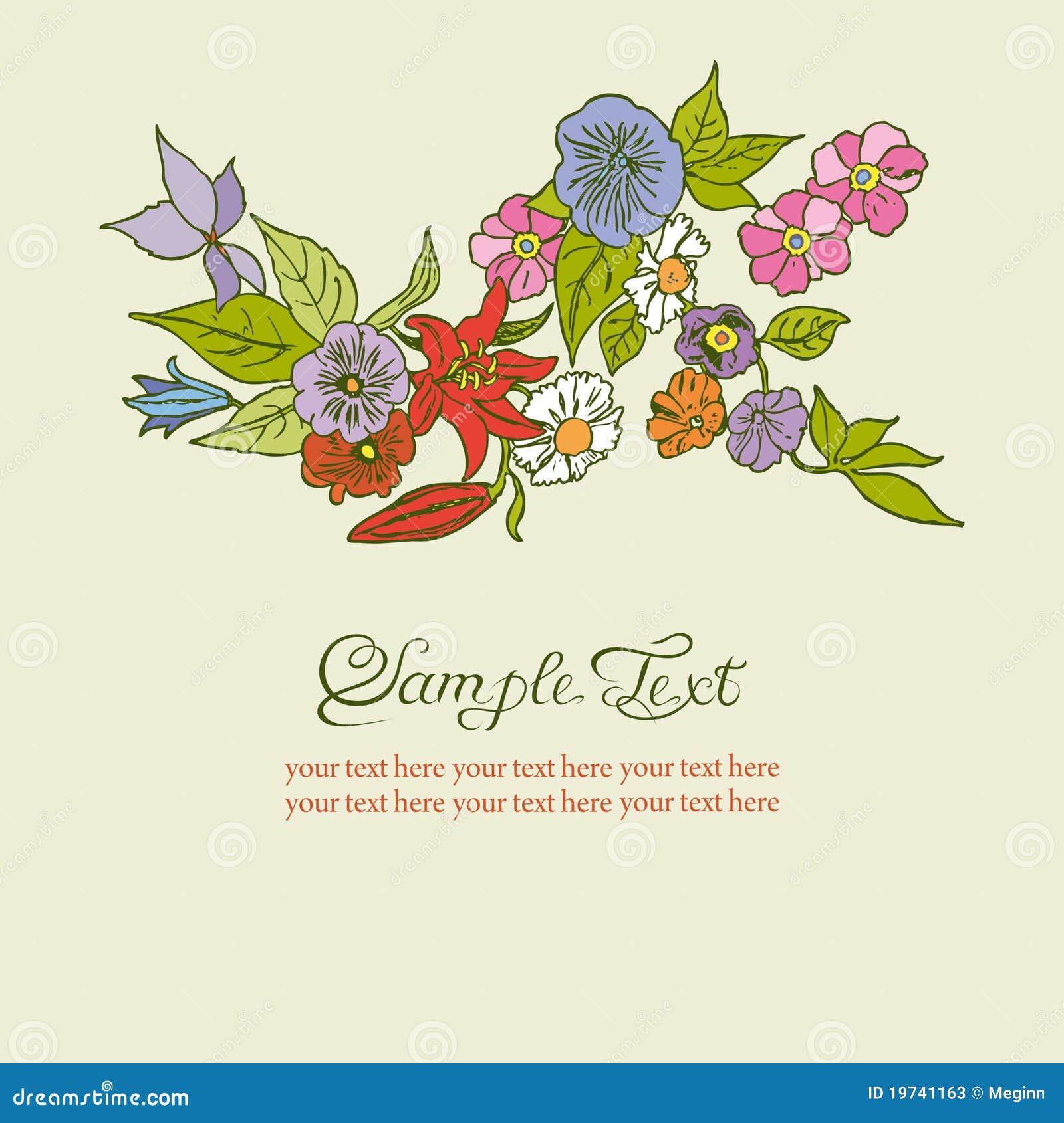 Hand Drawn Beautiful Flowers Background Stock Vector - Illustration of ...