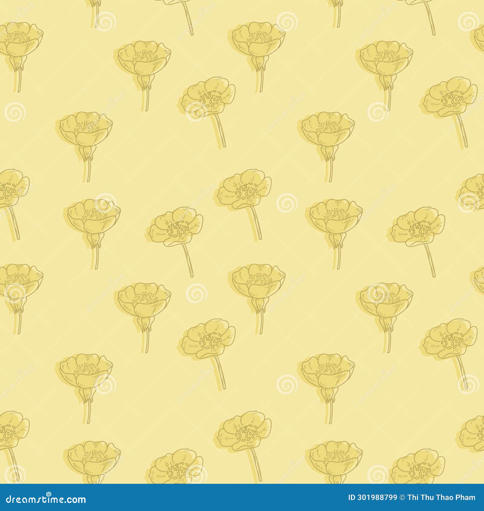 Beautiful Seamless Buttercup Pattern. Vector Illustration Stock Vector ...