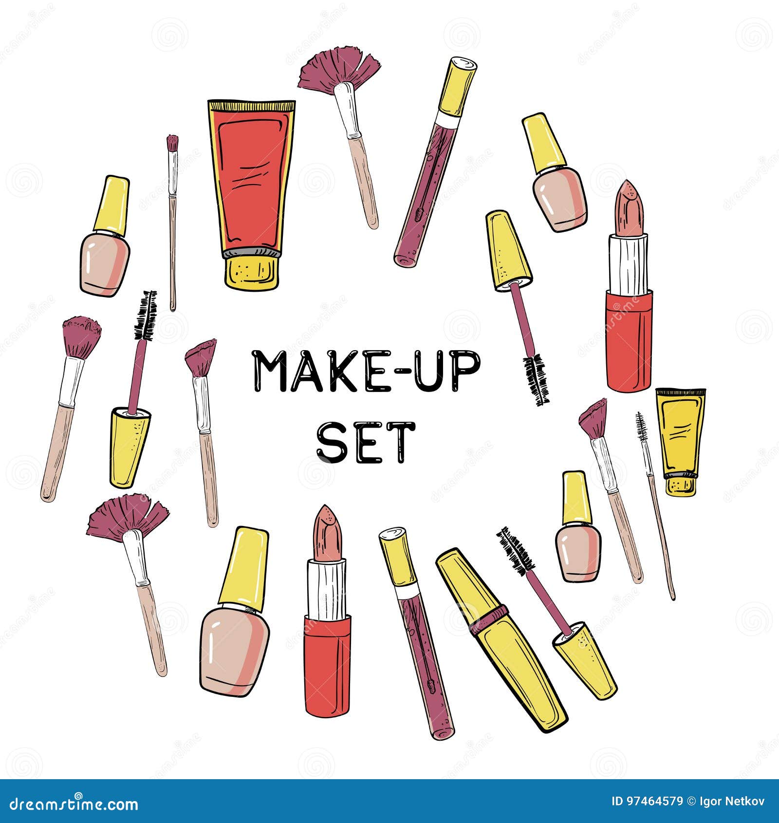 Hand Drawn Beauty and Makeup Icons Set Stock Vector - Illustration of ...