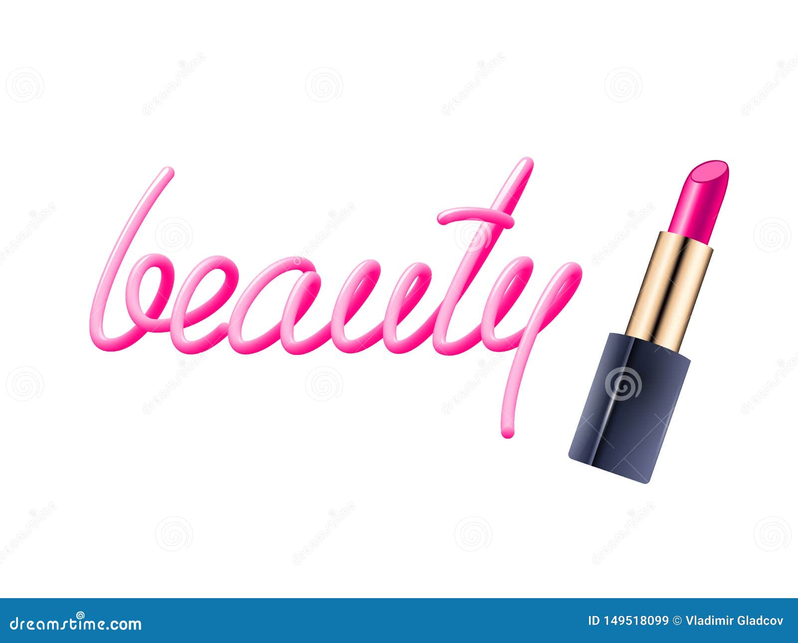 Hand Drawn Beauty Word With Lipstick Cartoon Vector | CartoonDealer.com ...