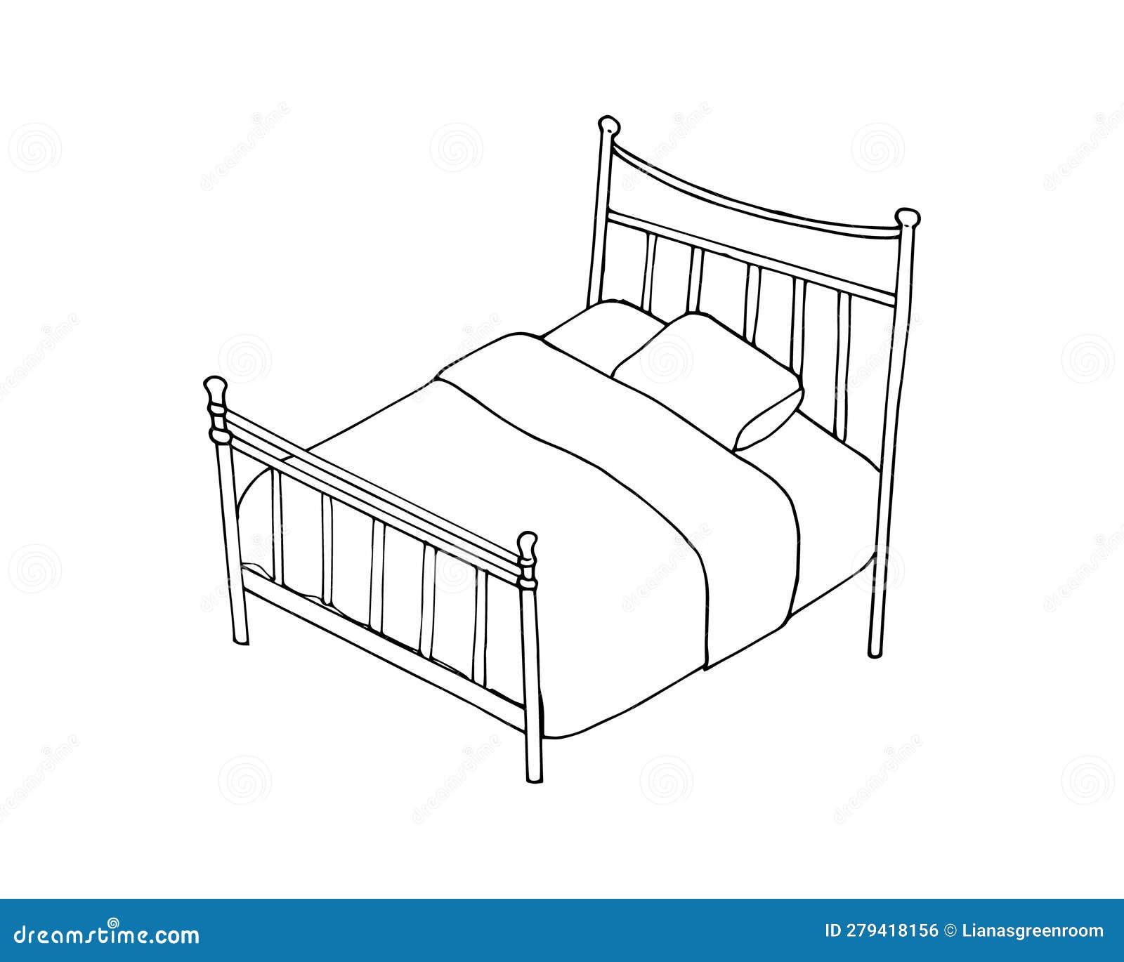 Hand Drawn Bed in Sketch Style Stock Vector - Illustration of vector ...