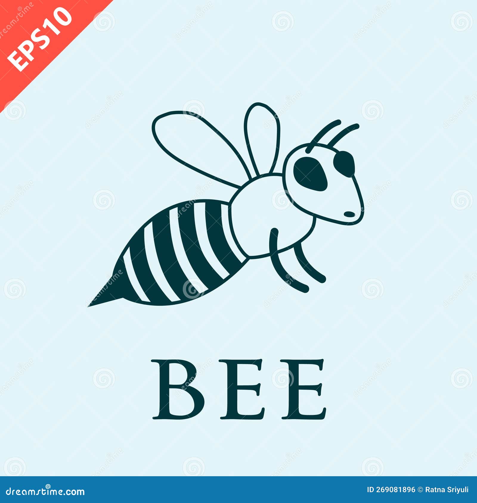 Hand Drawn Bee Design Vector Flat Isolated Illustration Stock Vector ...