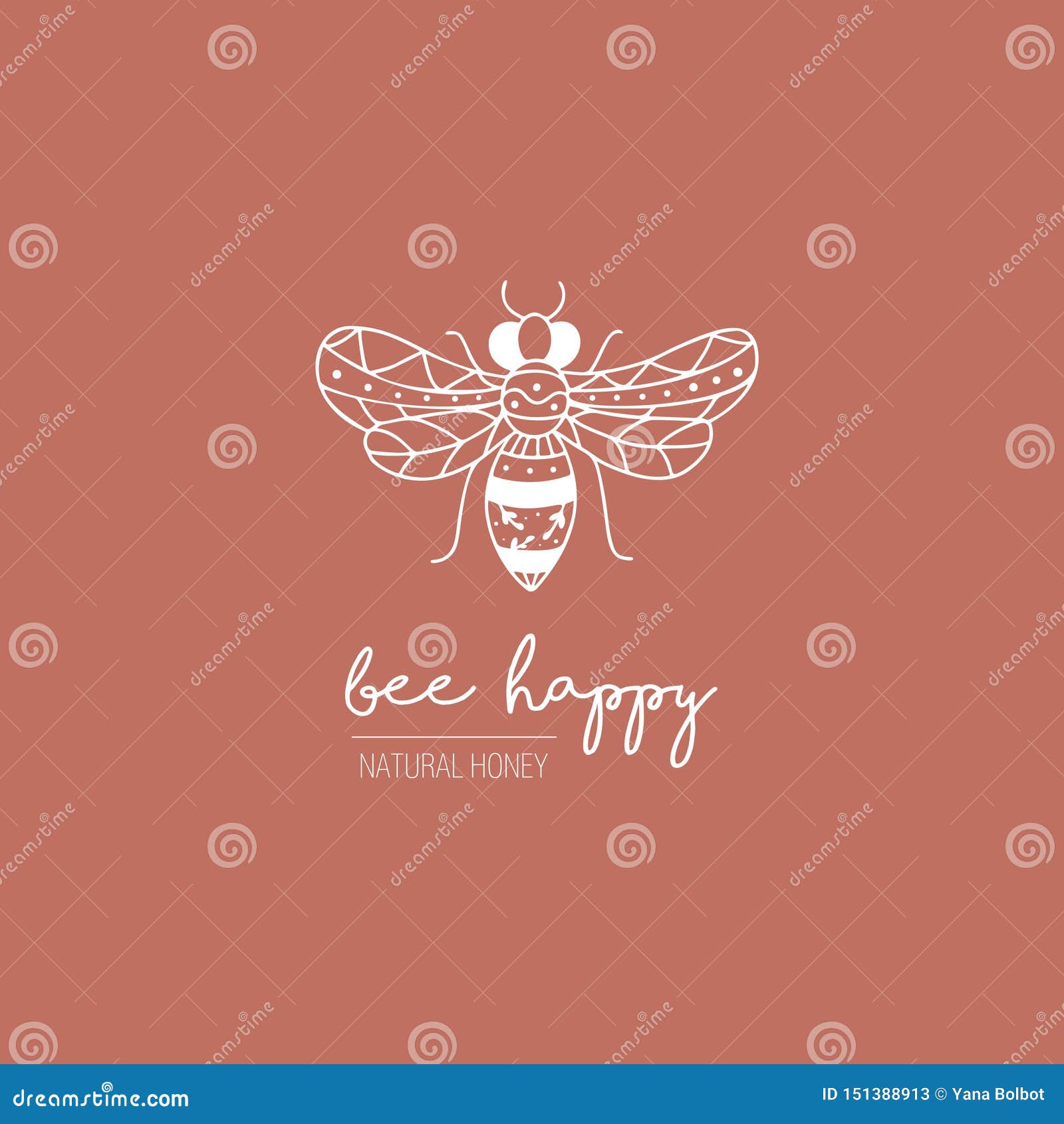 Hand Drawn Bee Logo in Doodle Style Stock Vector - Illustration of ...