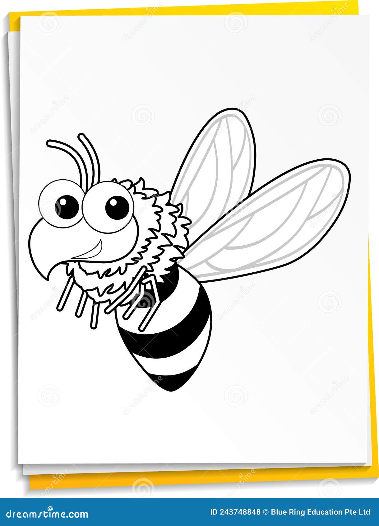 Hand drawn bee on paper stock vector. Illustration of creativity ...