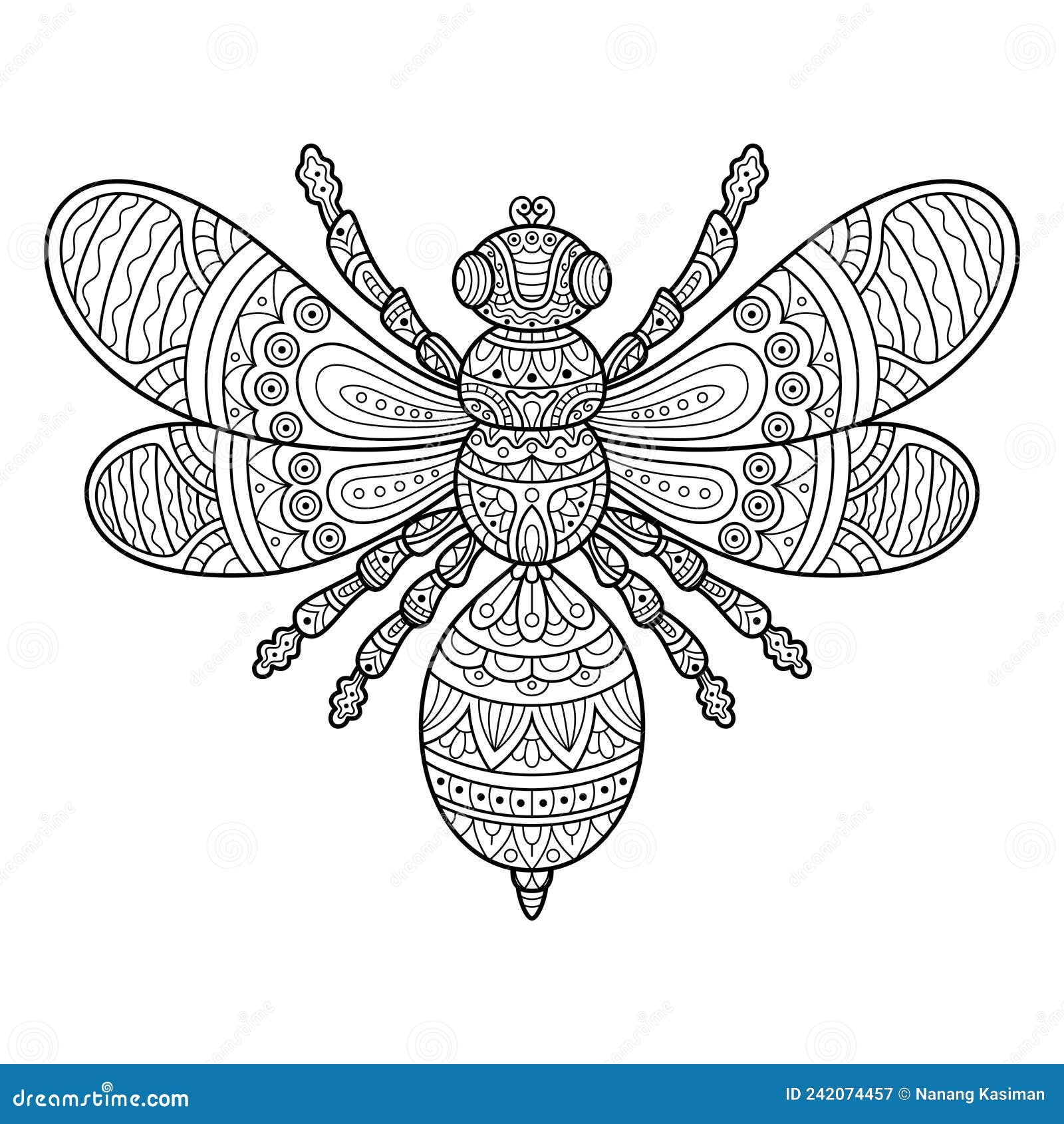 Hand Drawn of Bee in Zentangle Style Stock Vector - Illustration of ...