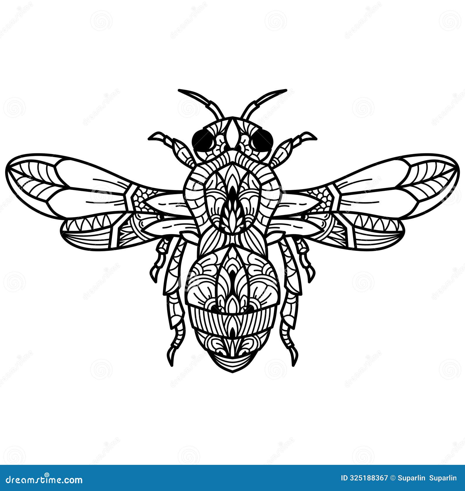 Hand Drawn of Bee in Zentangle Style Stock Vector - Illustration of ...
