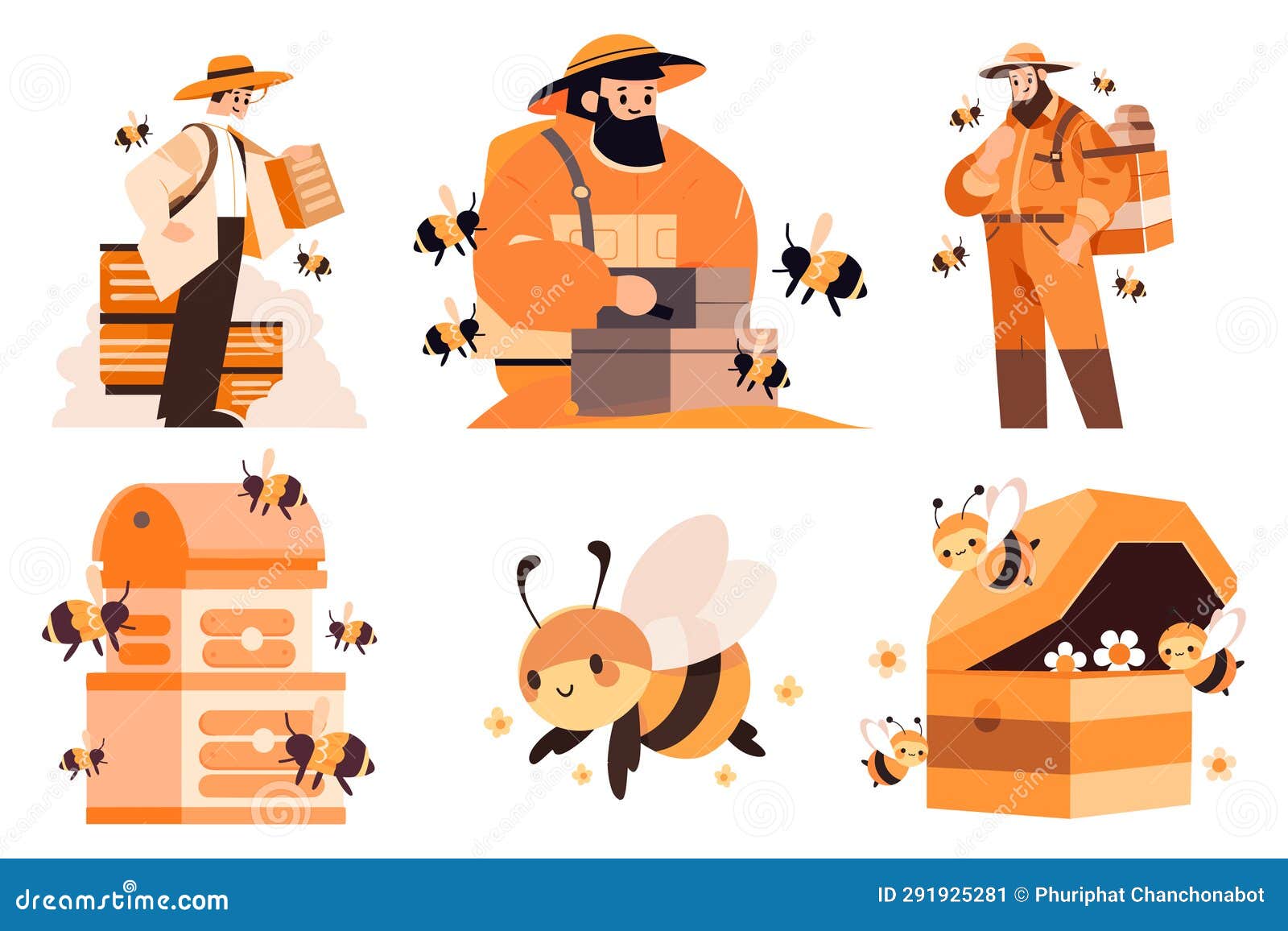Hand Drawn Beekeeper or Farmer Character in Flat Style Stock Vector ...