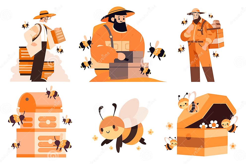 Hand Drawn Beekeeper or Farmer Character in Flat Style Stock Vector ...