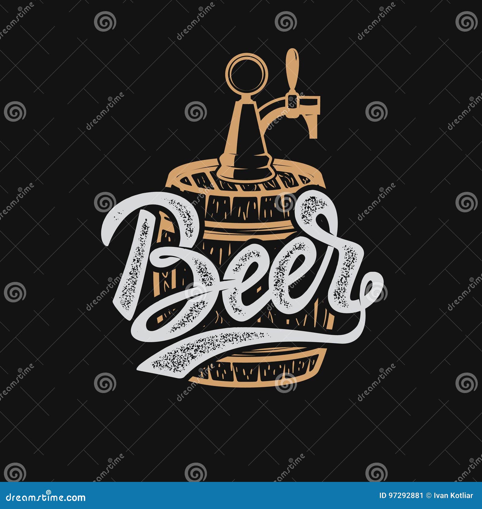 Hand Drawn Beer Emblem. Beer Barrel Stock Vector - Illustration of ...