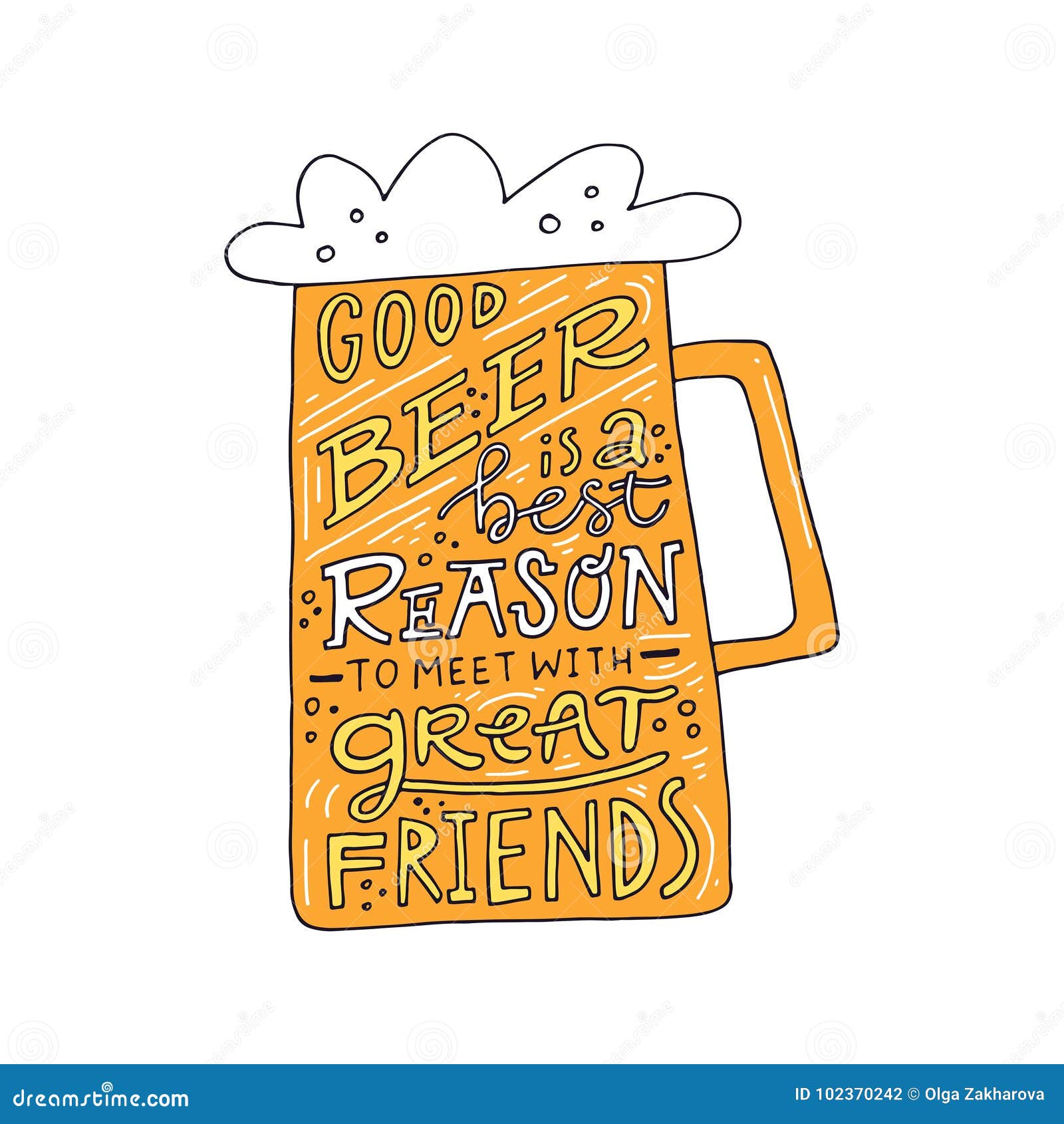 Hand Drawn Beer Illustration Stock Vector - Illustration of design ...