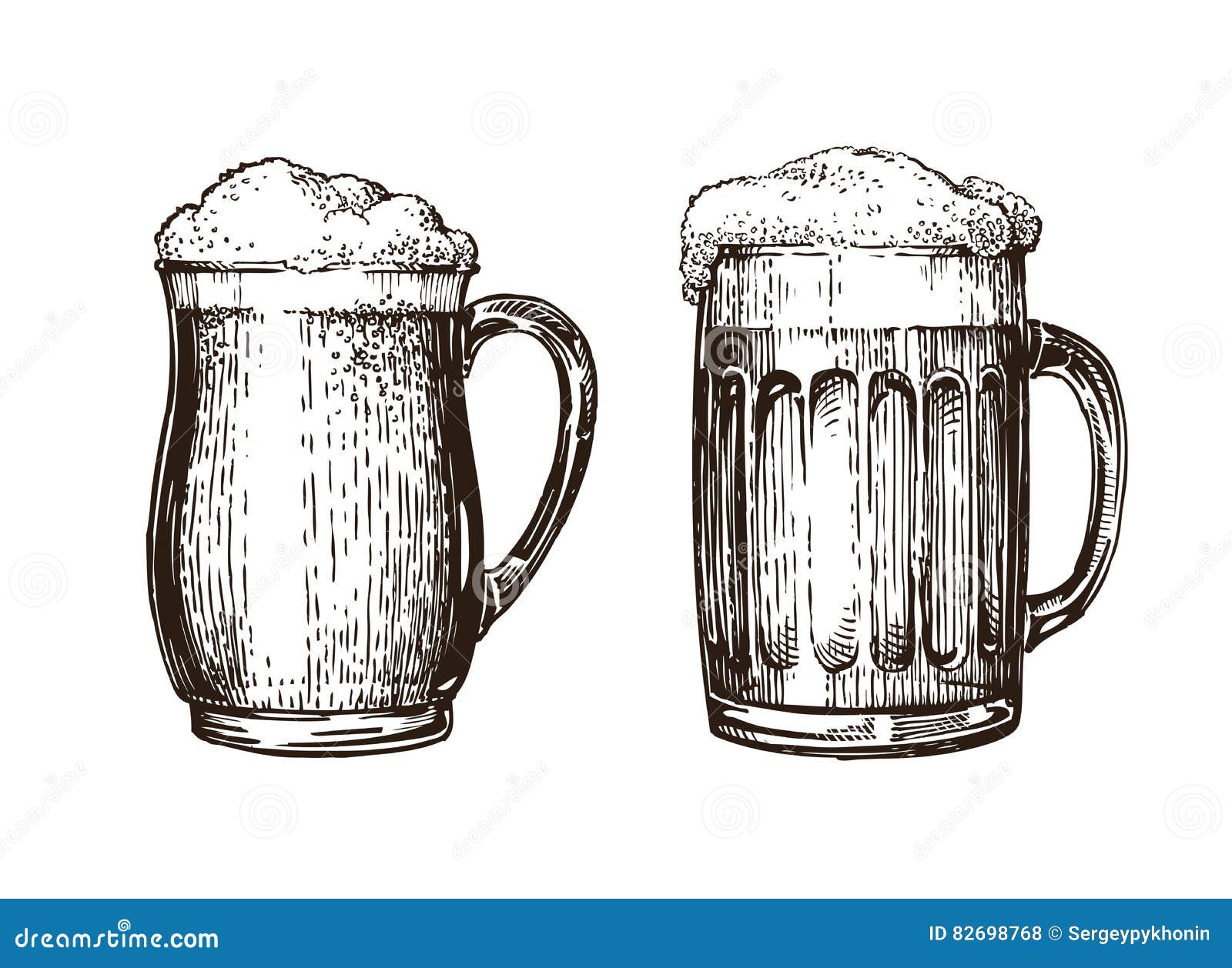 Hand Drawn Beer Mug. Elements for Design Menu Restaurant or Pub Stock ...