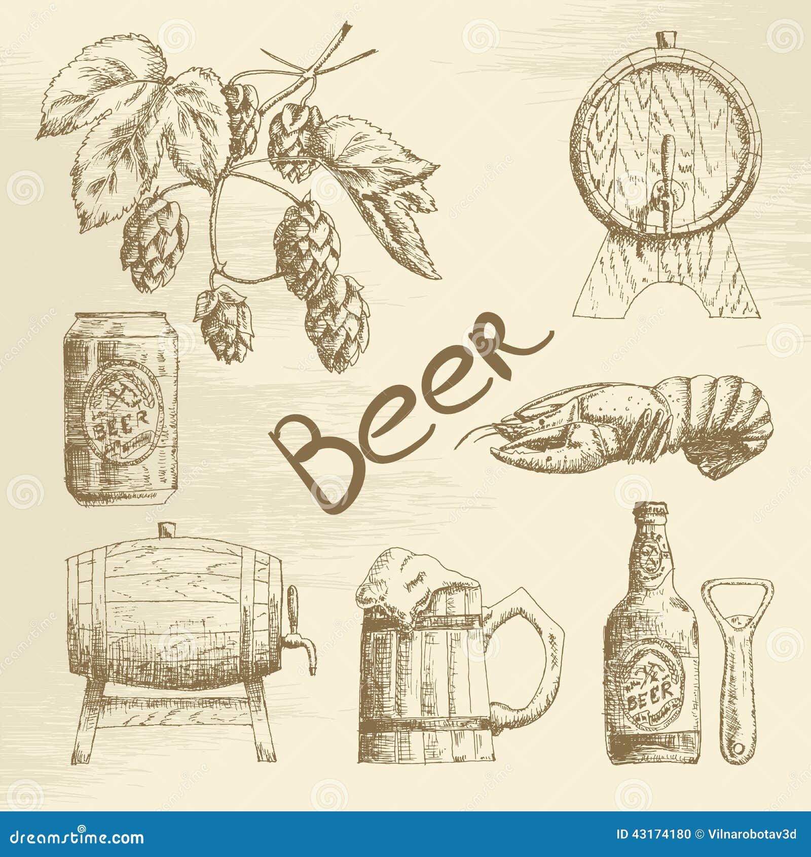 Hand drawn beer sketch stock vector. Illustration of bottle - 43174180