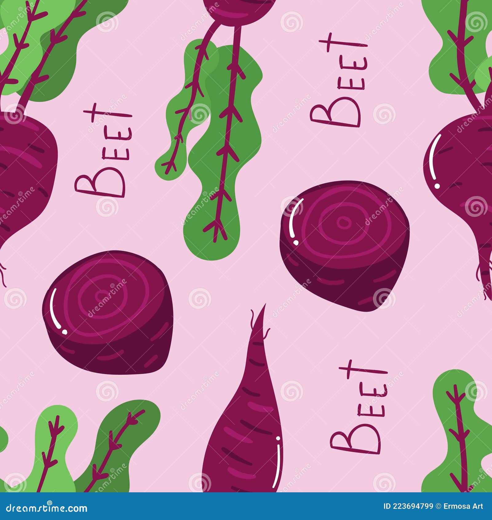 Hand Drawn Beet, Seamless Pattern Stock Vector - Illustration of farm ...