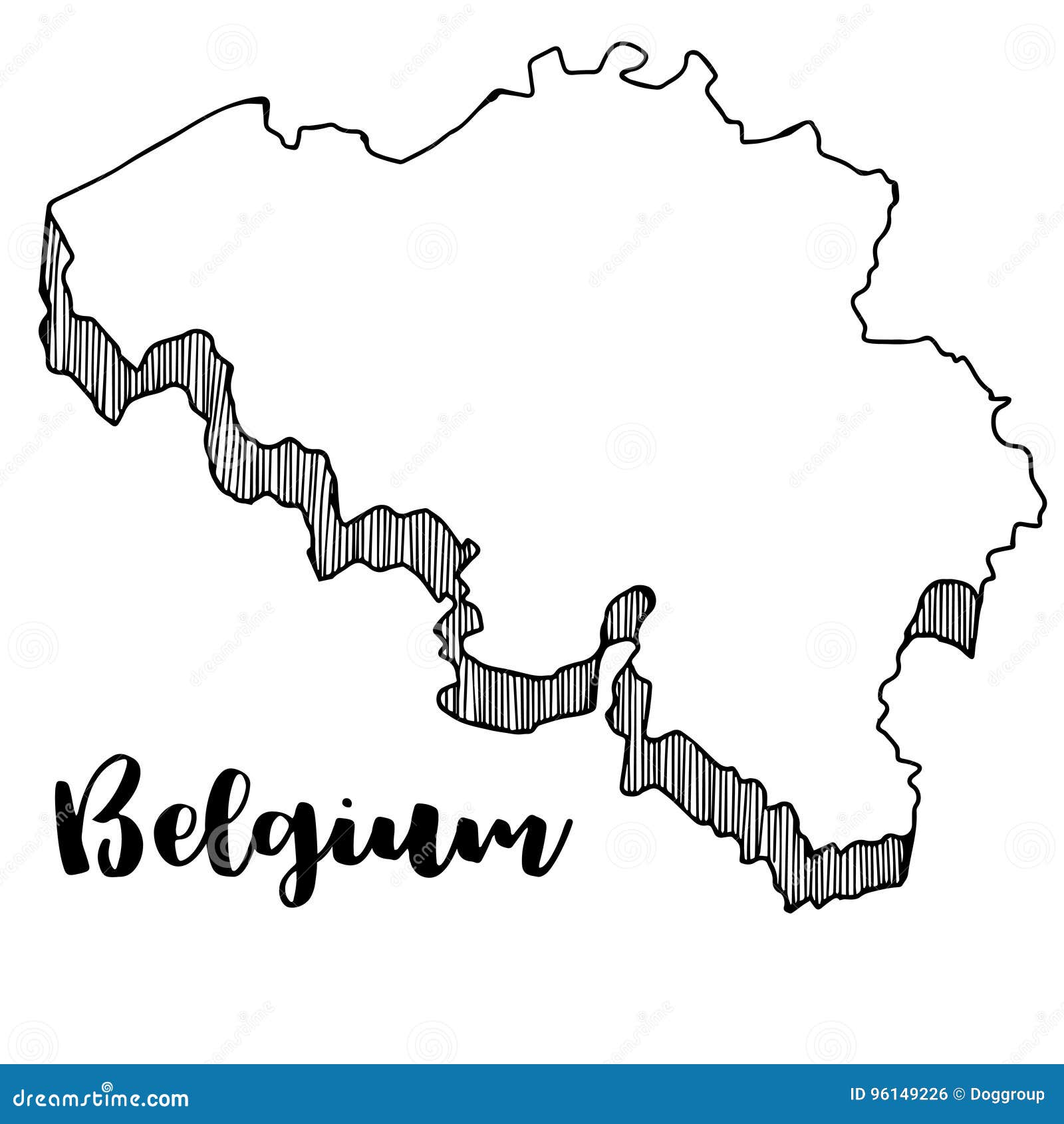Hand Drawn of Belgium Map, Illustration Stock Illustration ...