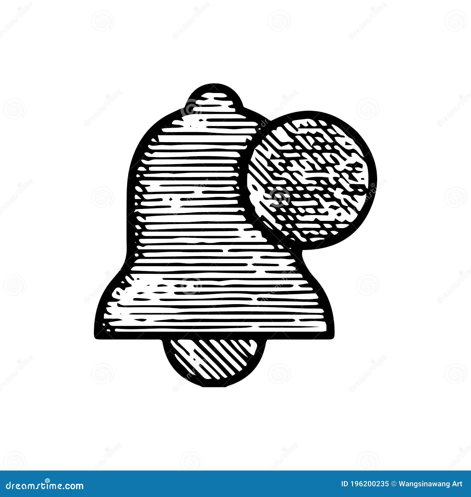 Hand Drawn Bell Christmas Icon Vector Illustration Isolated on White ...