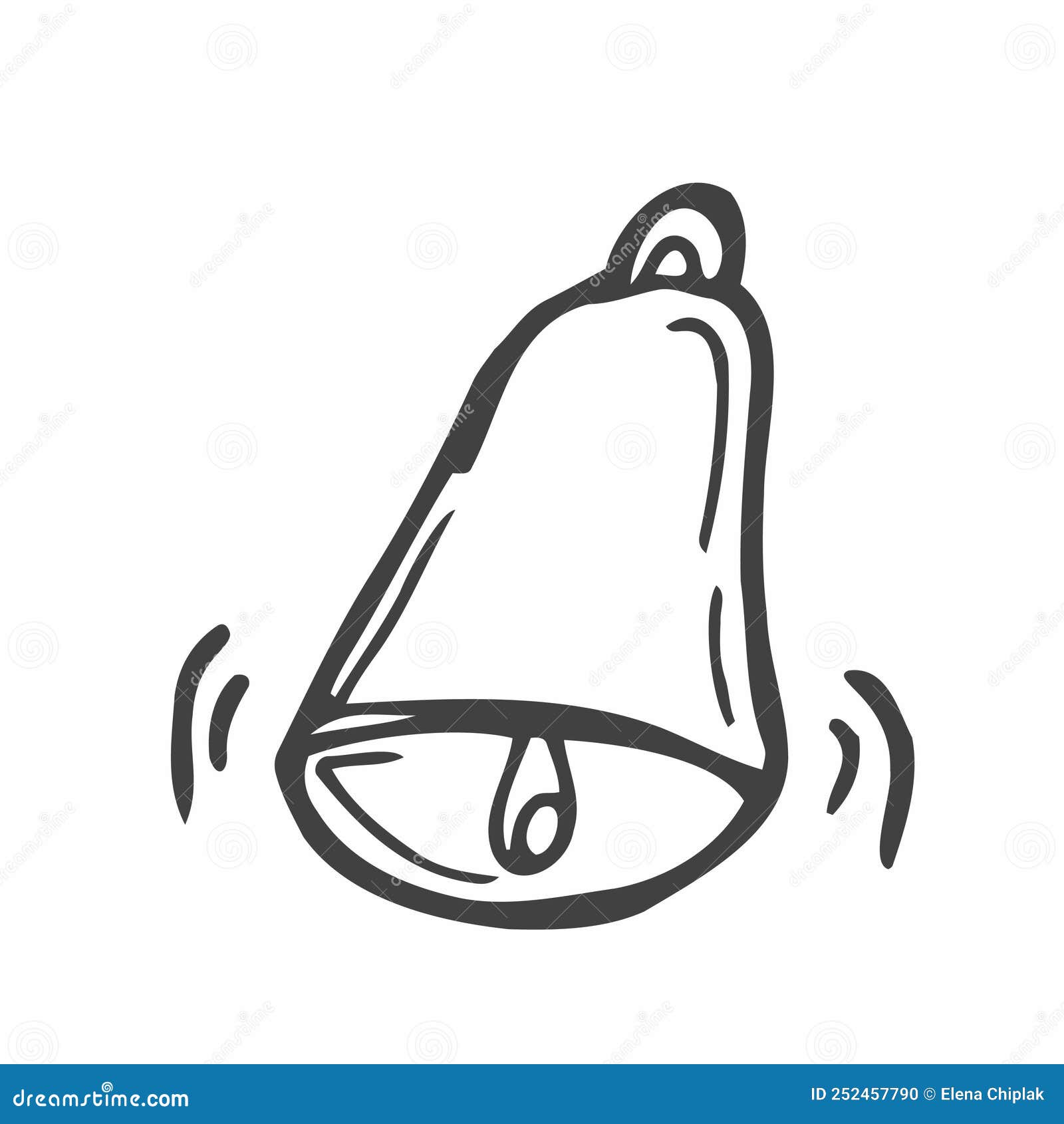 Hand Drawn Bell. Simple Vector Icon Sketch Stock Vector - Illustration ...