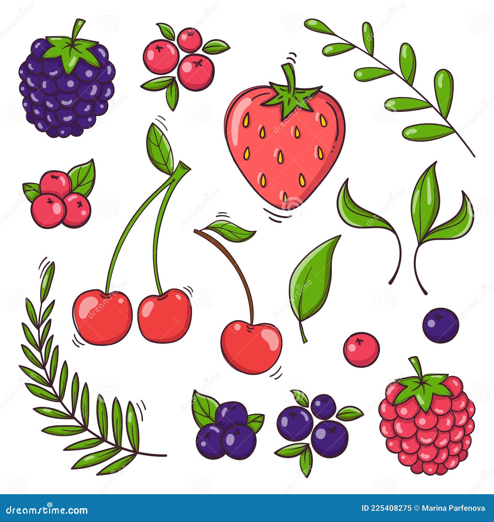 Hand Drawn Berries Set on a White Background Stock Vector ...