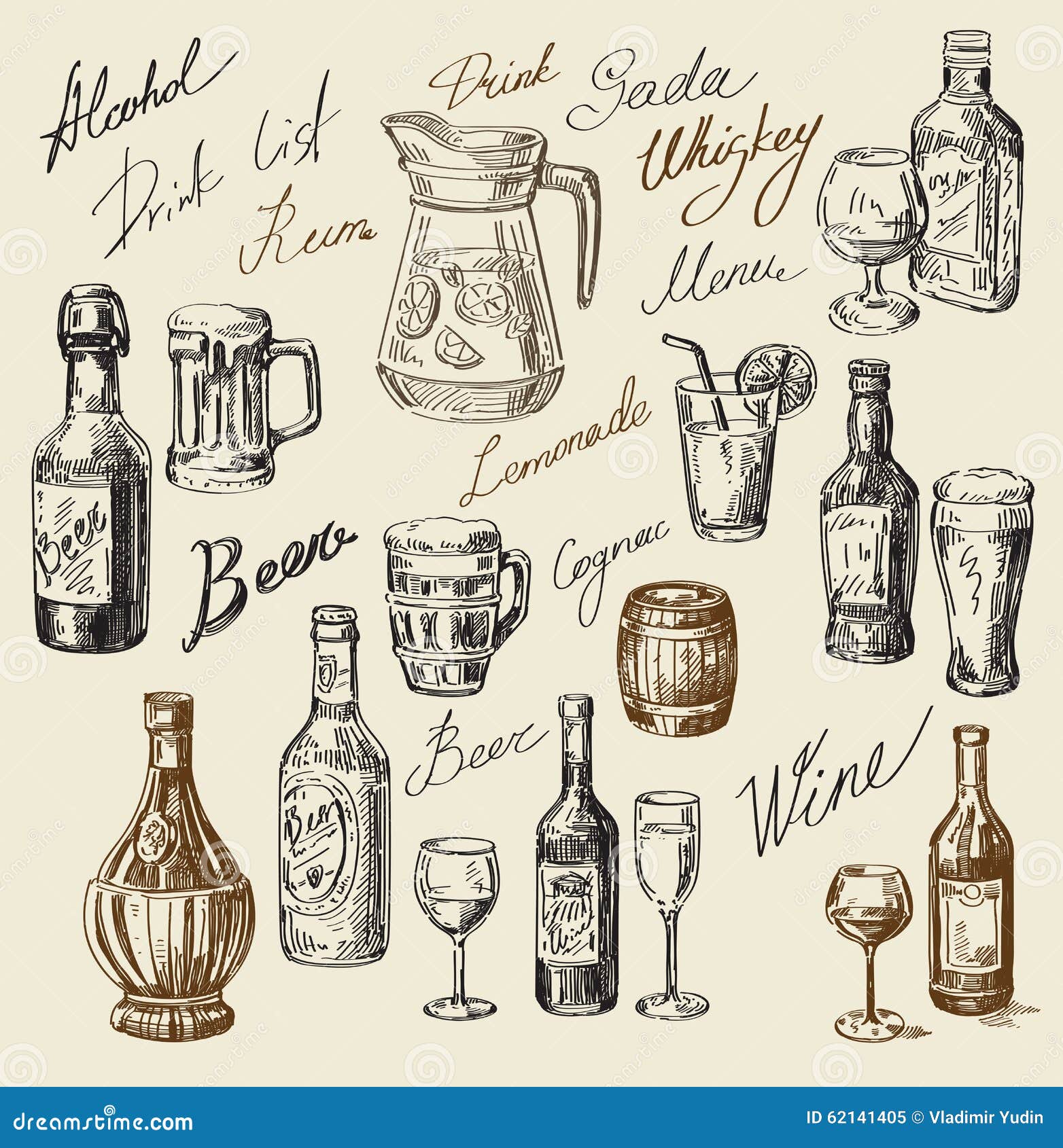 Hand Drawn Beverages Sketch Stock Vector - Illustration of menu, draw ...