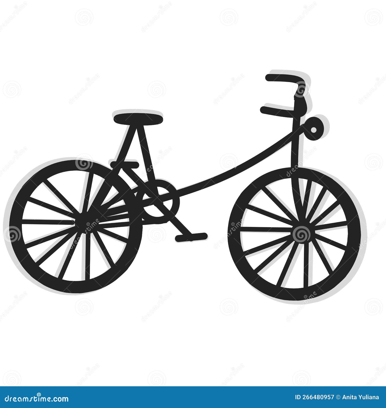 Hand Drawn Bicycle in Black and White. Cartoon Illustration. Simple ...