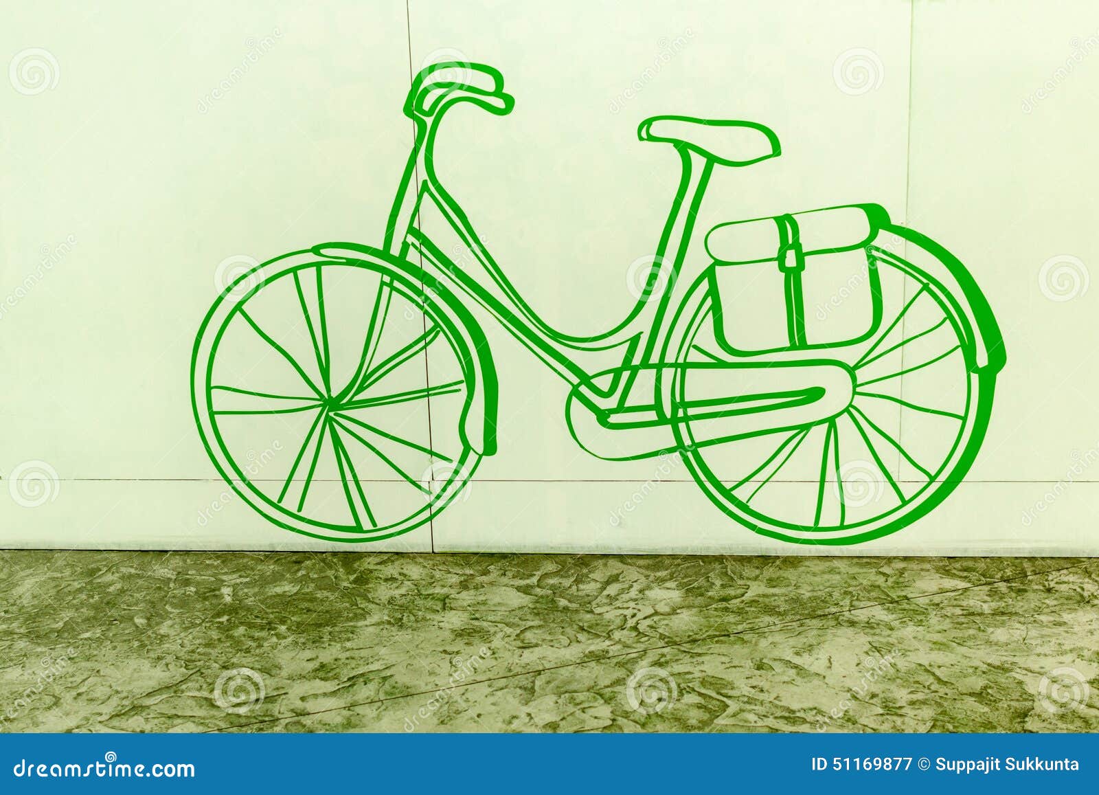 Hand Drawn Bicycle Icon on Green Background Stock Illustration ...
