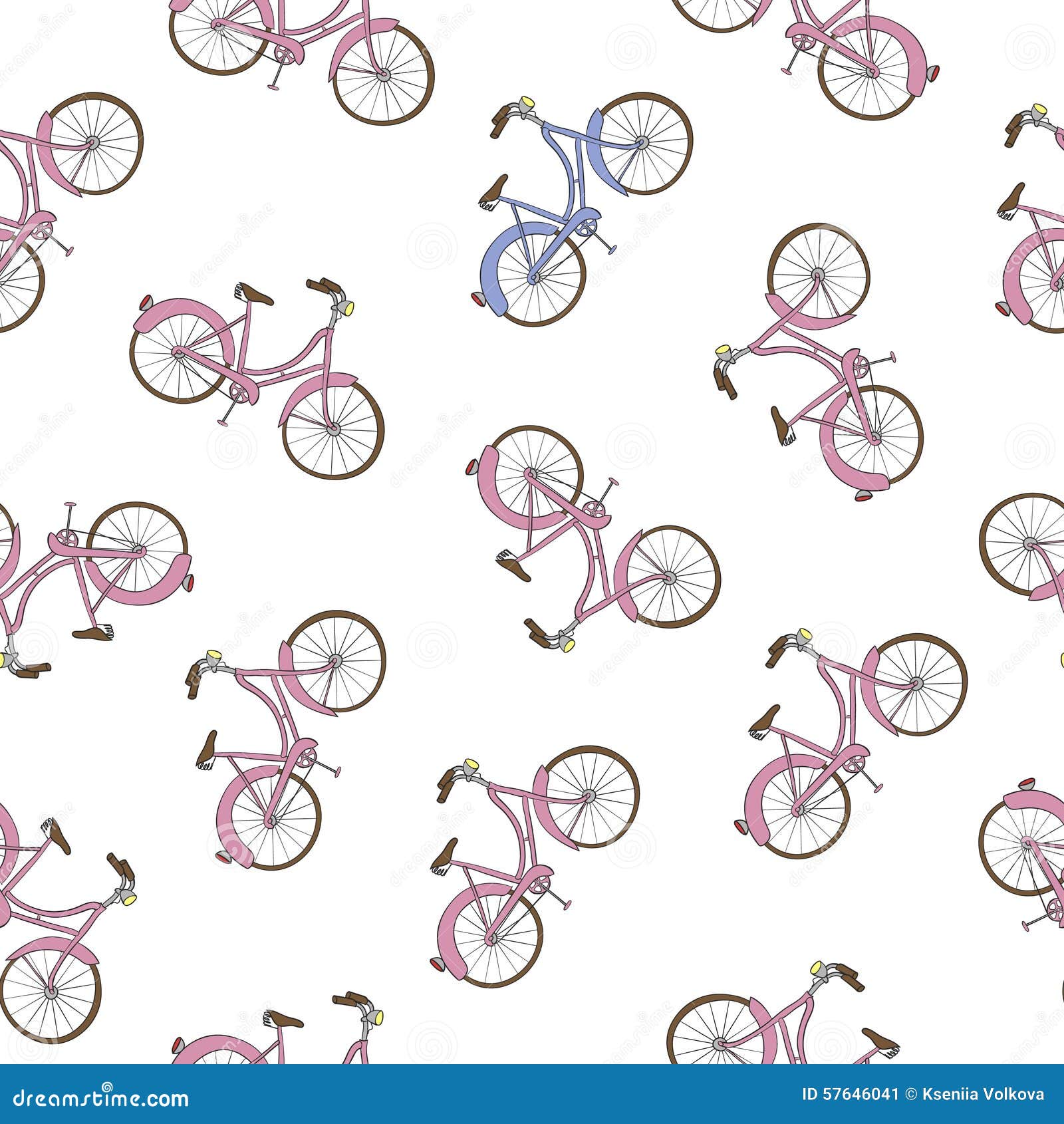 Hand Drawn Bicycle Seamless Pattern Stock Vector - Illustration of ...