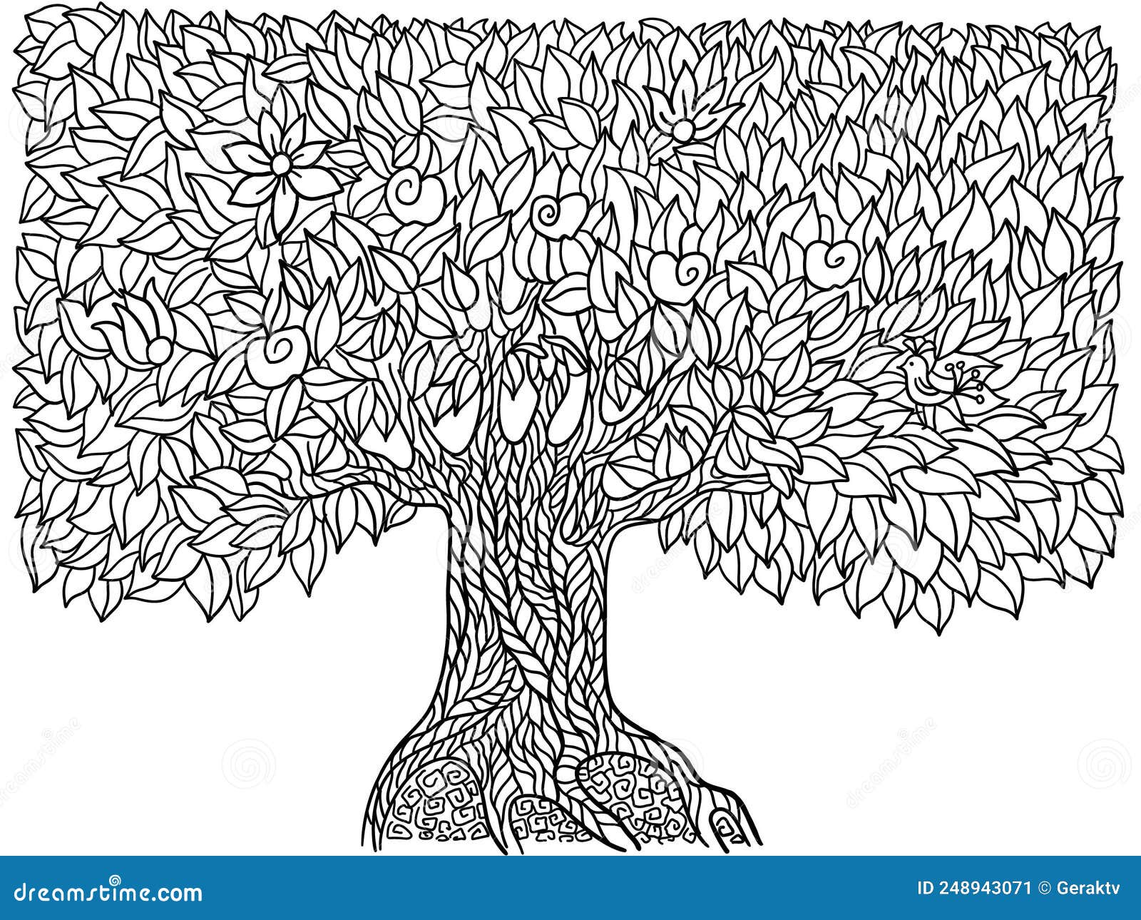 Hand Drawn Big Tree Isolated Illustration. Vector Sketch Symbol Tree ...