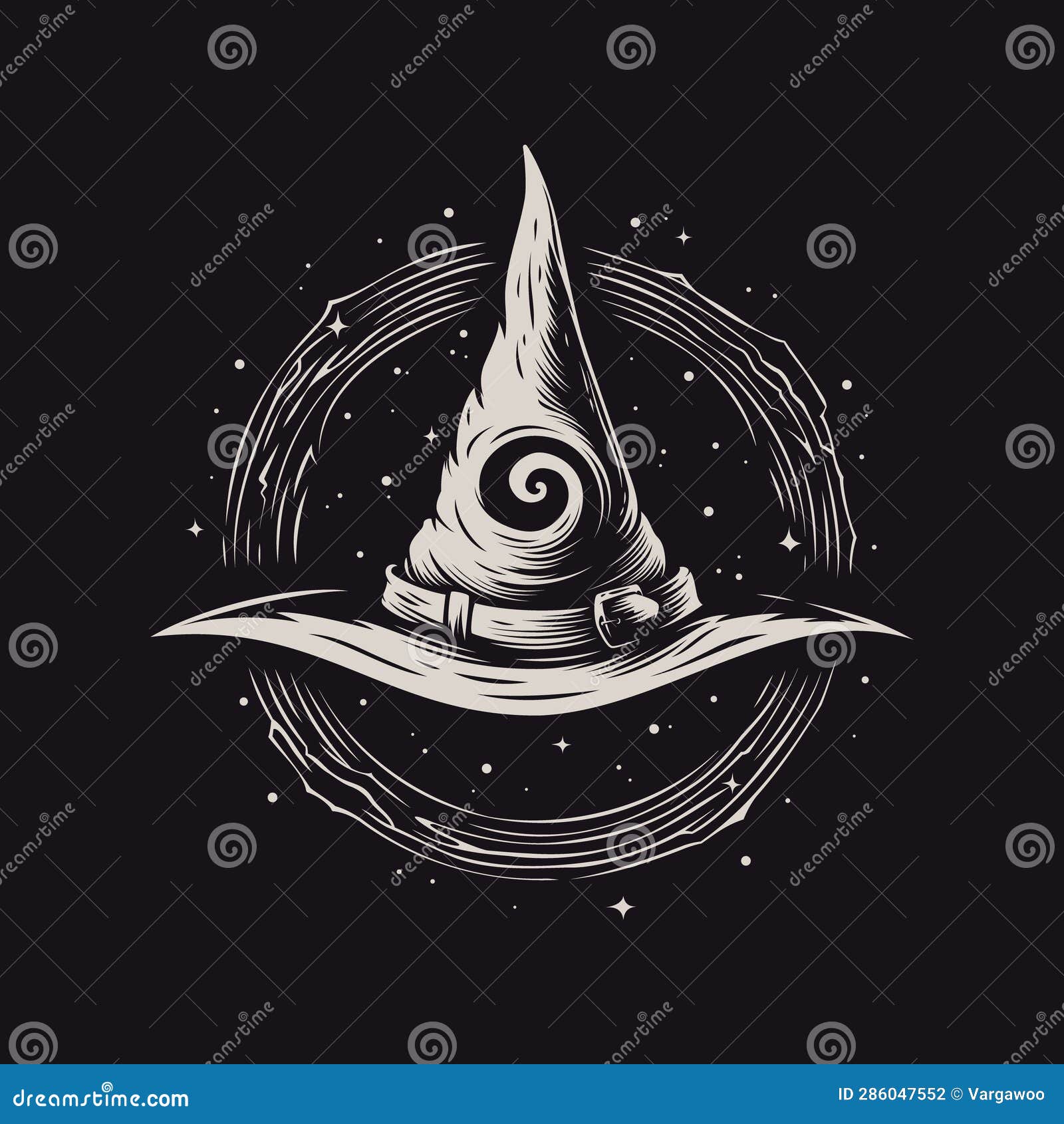 Hand drawn big wizard hat. stock illustration. Illustration of infinity ...