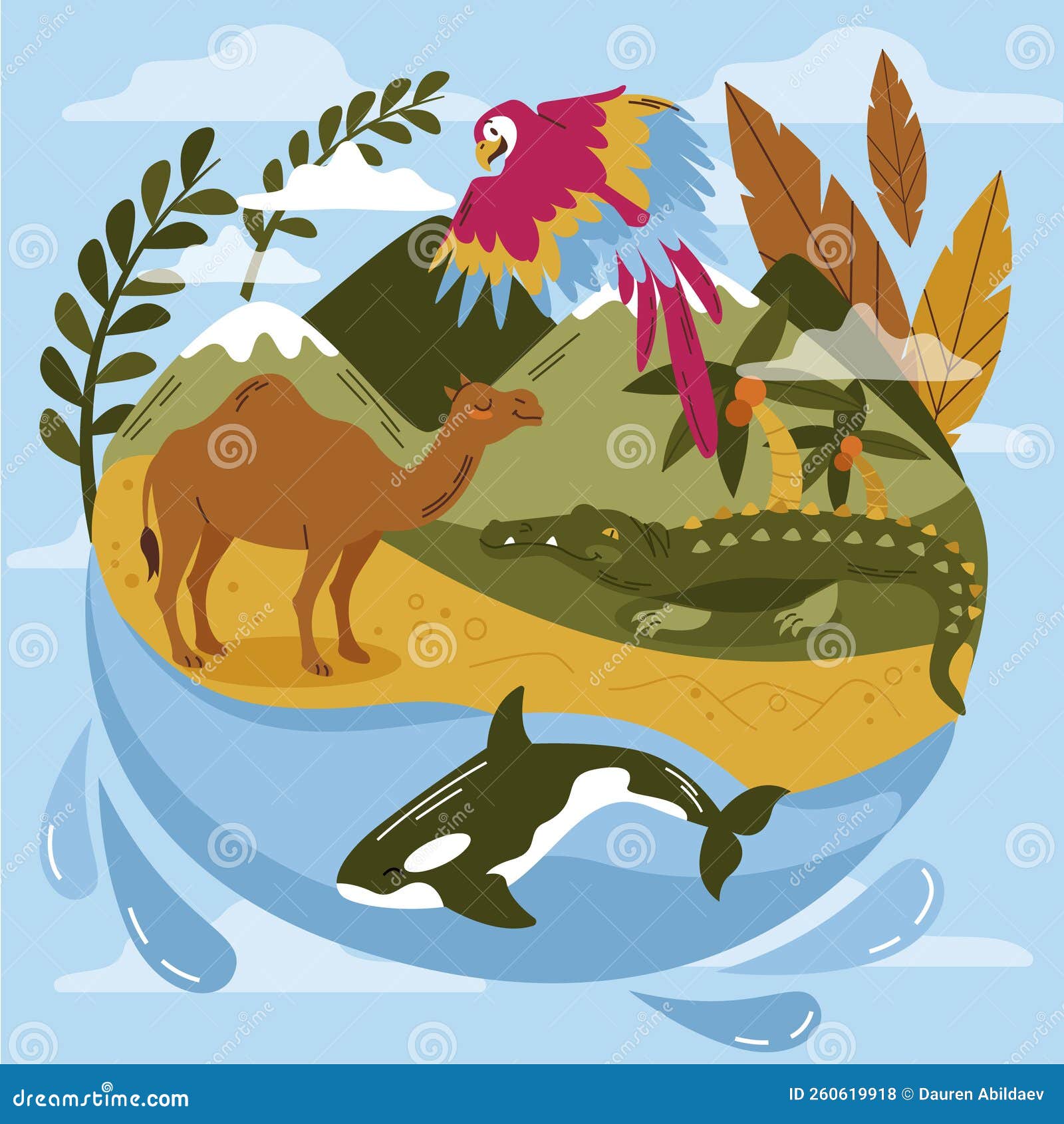 Hand Drawn Biodiversity Vector Illustration. Stock Vector ...