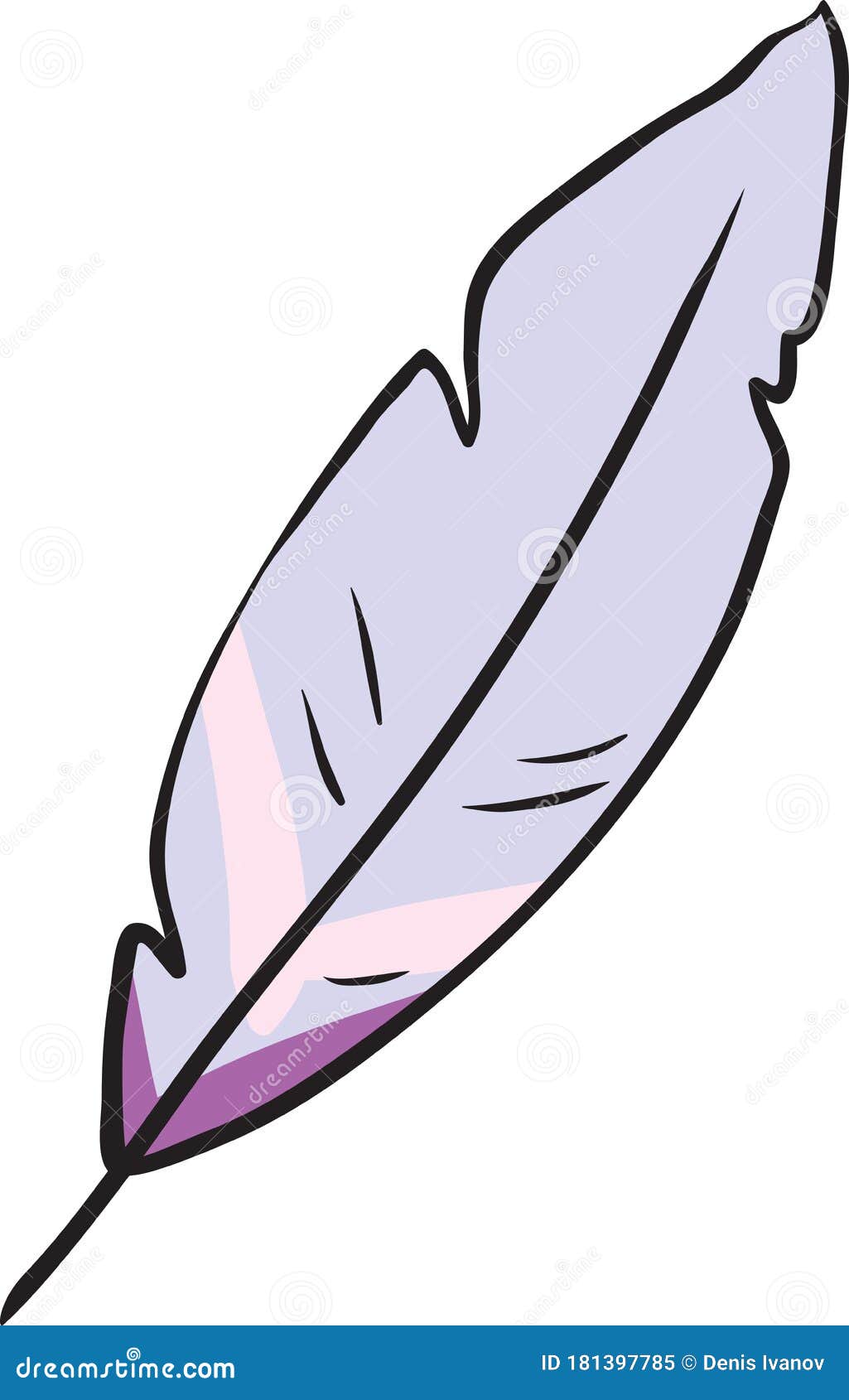 Hand Drawn Bird Feather - Cartoon Style Object Stock Vector ...